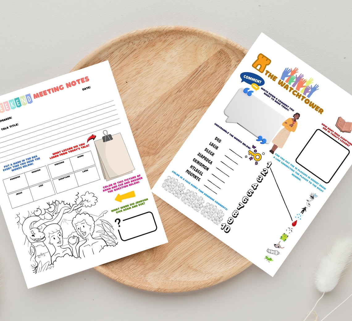 Jw Kids Weekly Study Workbook for Weekend Meetings, JW Kids Meeting ...