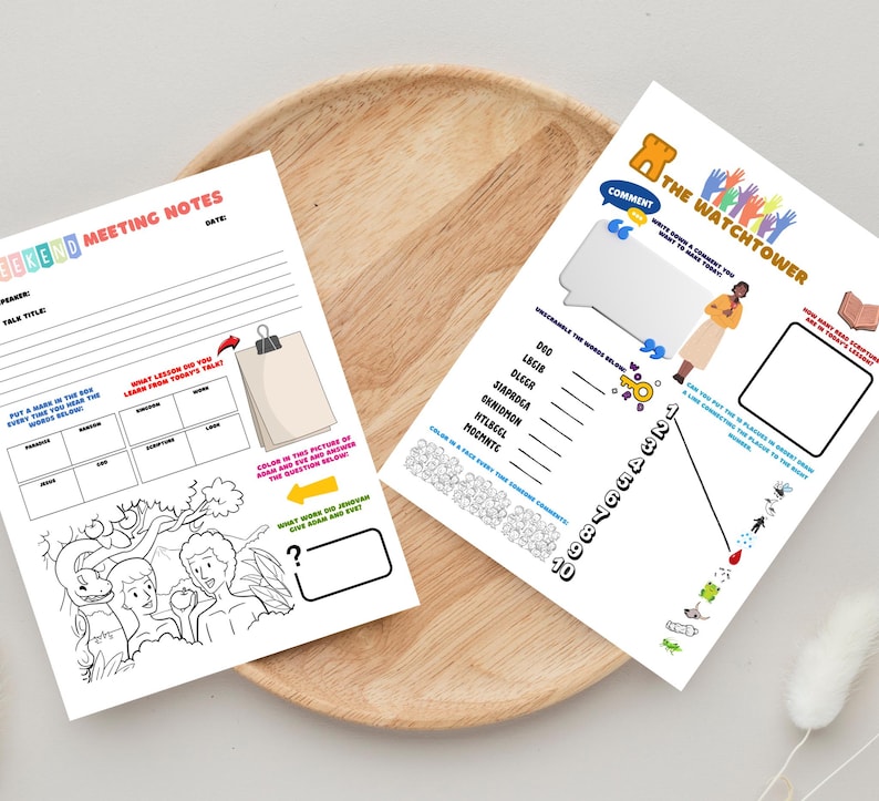 Jw Kids Weekly Study Workbook for Weekend Meetings, JW Kids Meeting ...