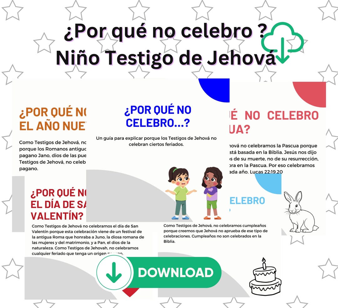 SPANISH JW Belief Explanation Cards for Jw Kids, 14 Jehovah's Witness ...