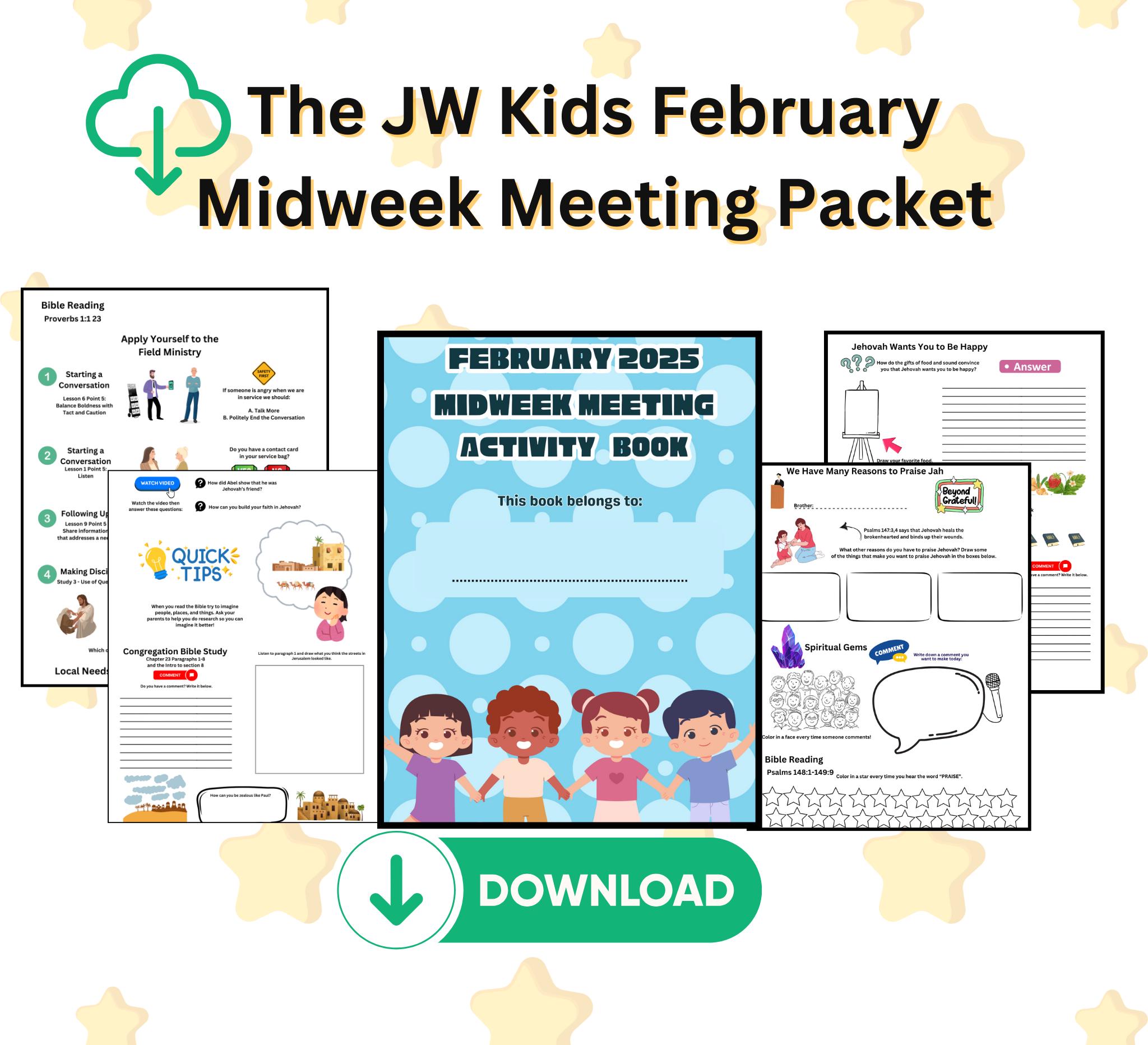 February 2025 Midweek Meeting Study Workbooks for KW Kids Printable ...