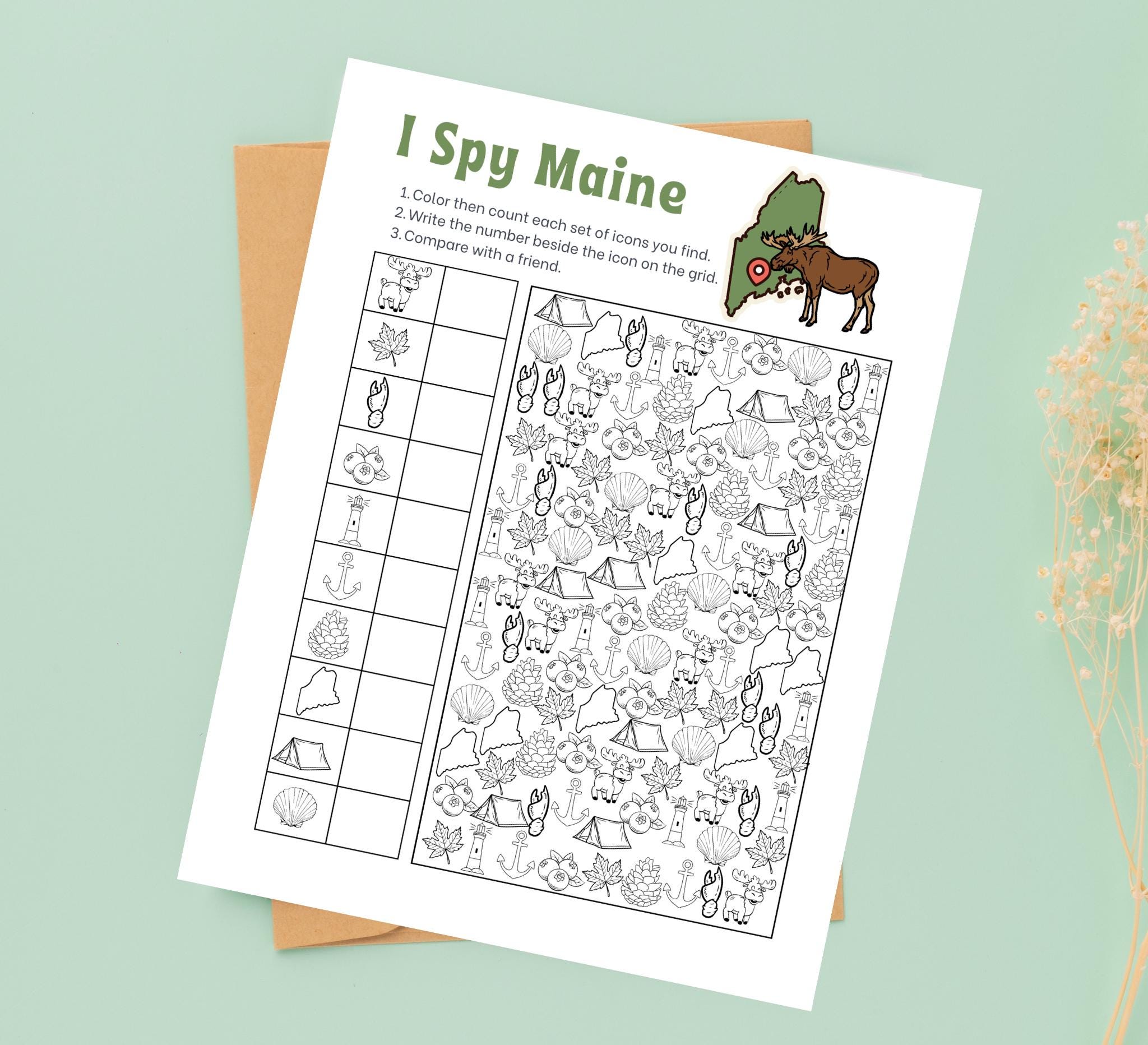 50 States Project | Maine Facts Activities Maine Coloring Page, U.S ...