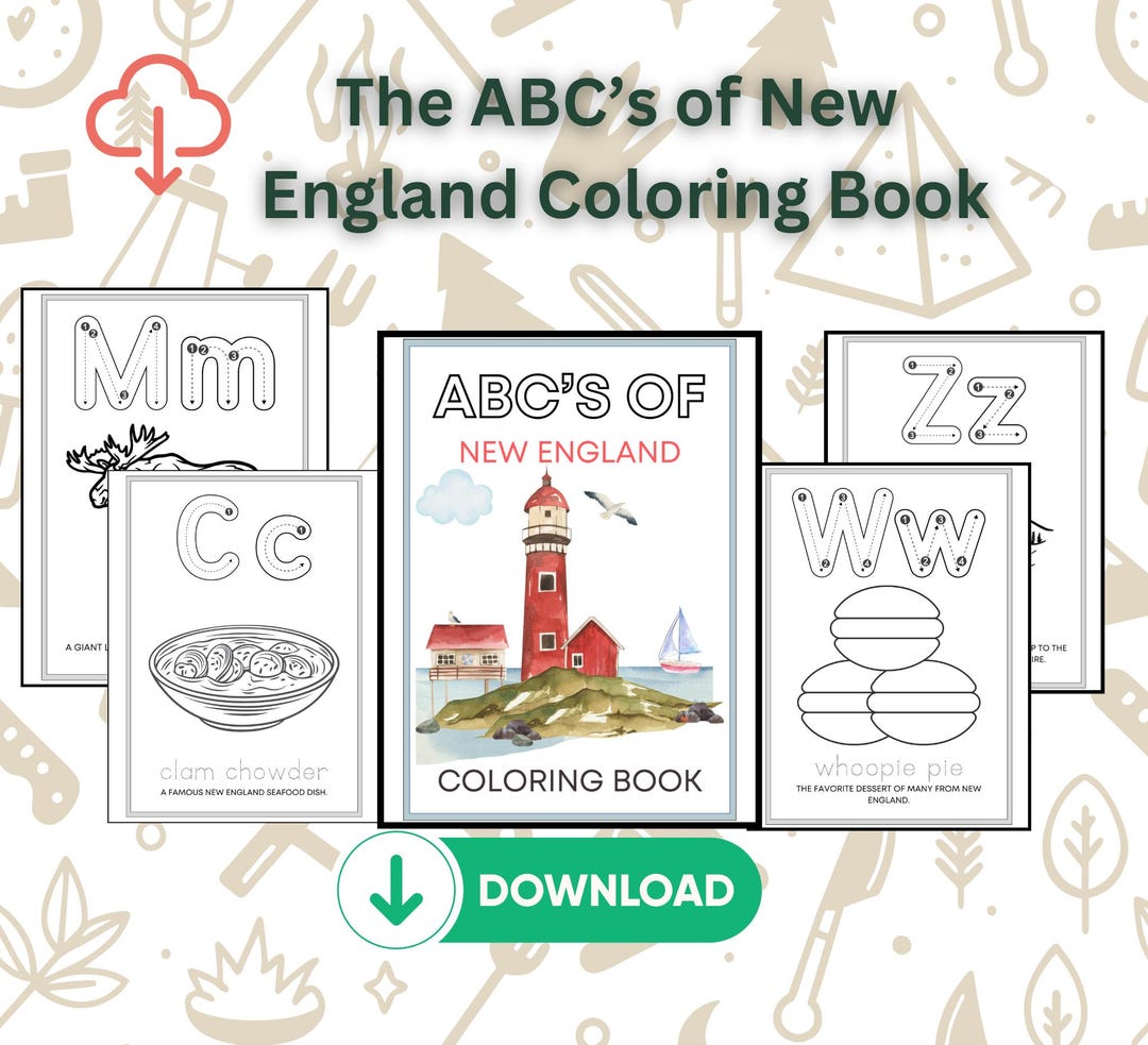 The Abc's of New England Coloring Book, New England Alphabet Maine ABC ...