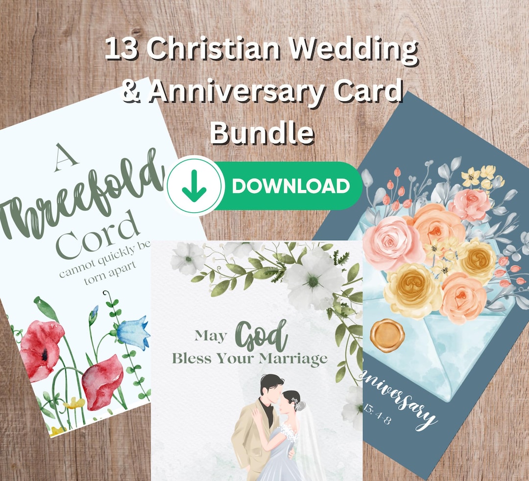 Bible Verse Wedding or Anniversary Card Bundle, Christian Wedding Cards ...