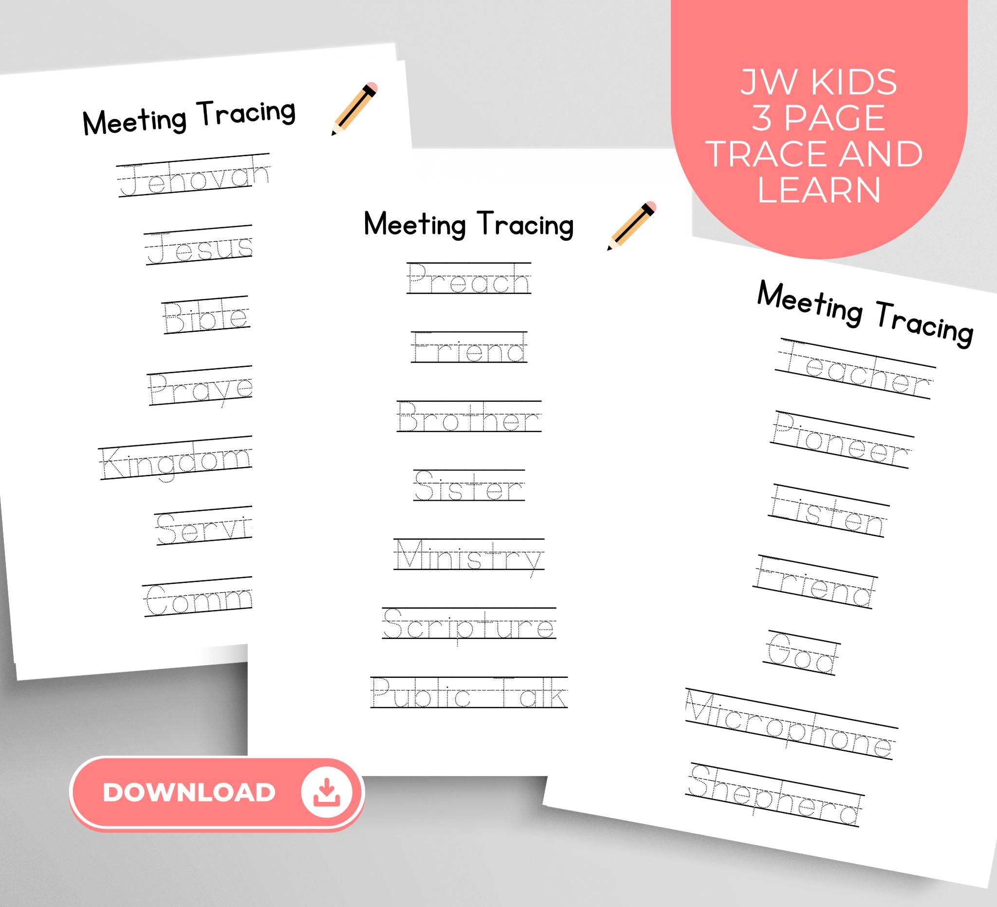 JW Kids Tracing Worksheets - Printable Quiet Meeting Activities for JW ...