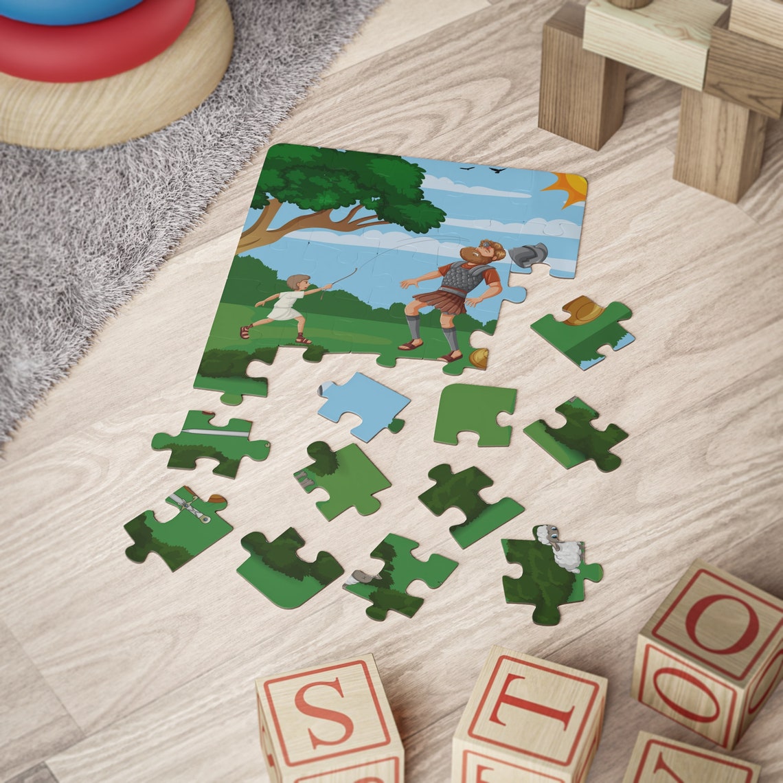 Bible-themed David and Goliath Kids' Puzzle, 30-piece David and Goliath ...