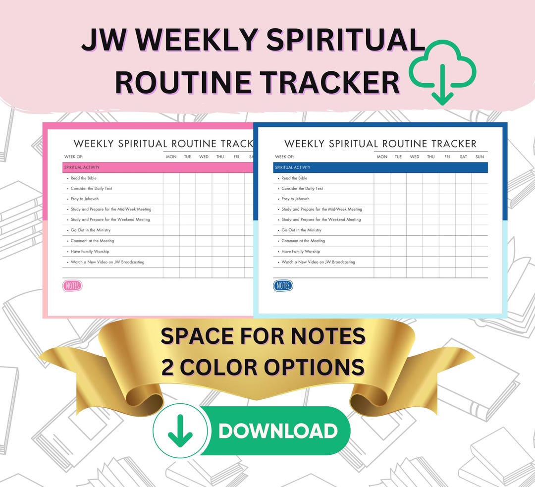 JW Weekly Spiritual Routine Tracker and Checklist for JW Kids JW Adults ...