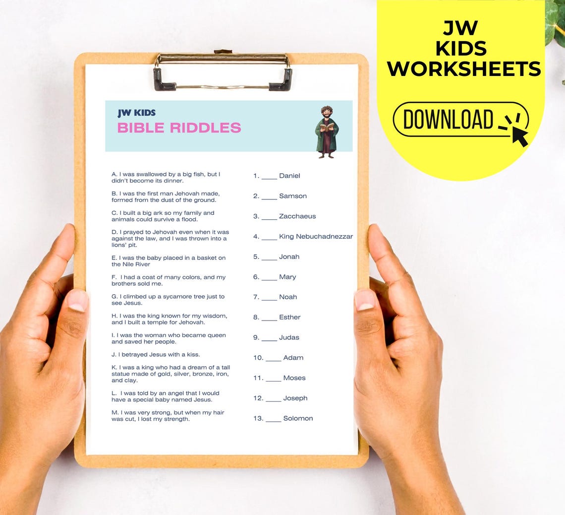 Bible Riddles for Kids Printable | JW Family Worship Activity ...