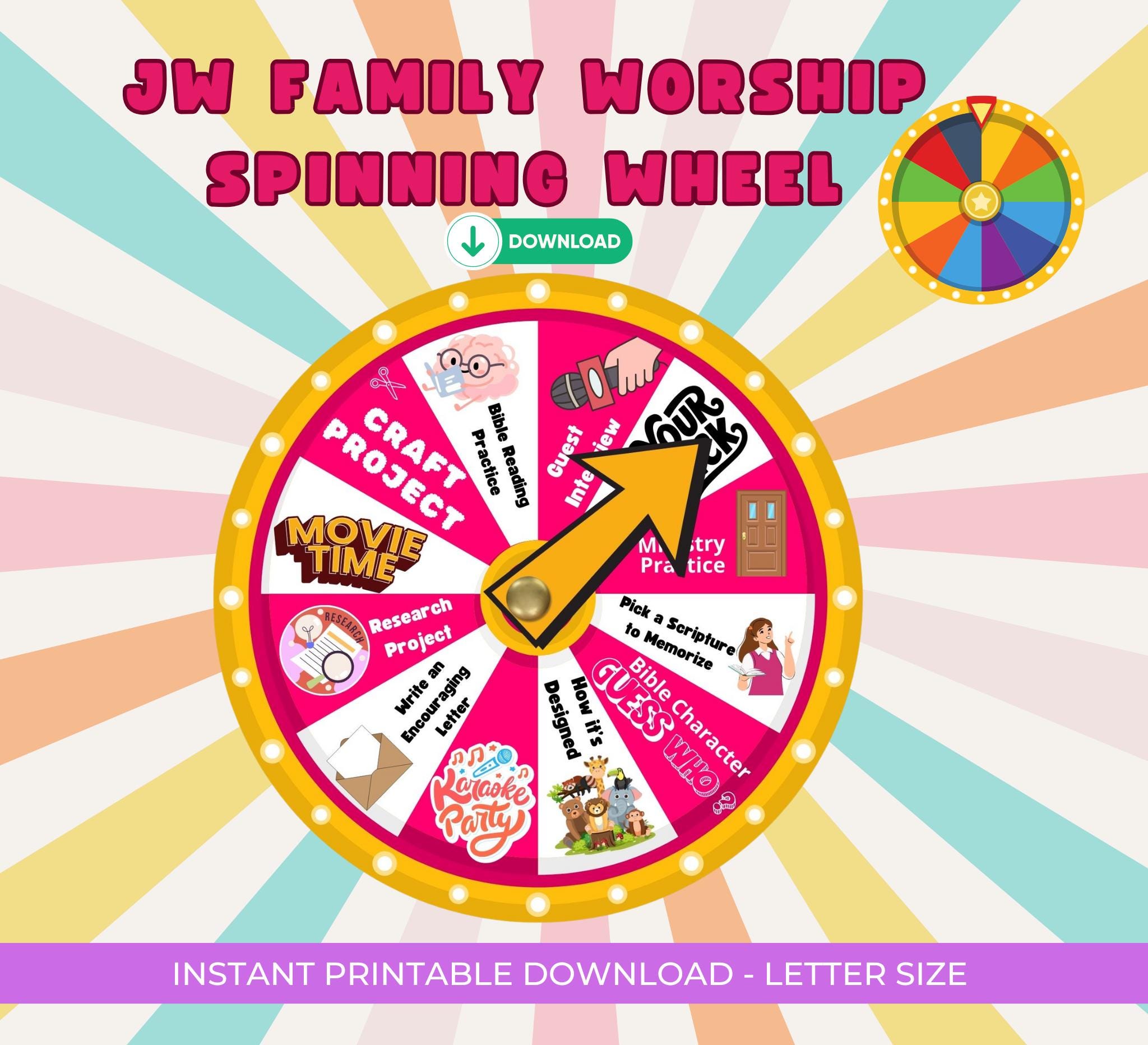 JW Download Printable Family Worship Night Idea Wheel JW Games for Kids ...