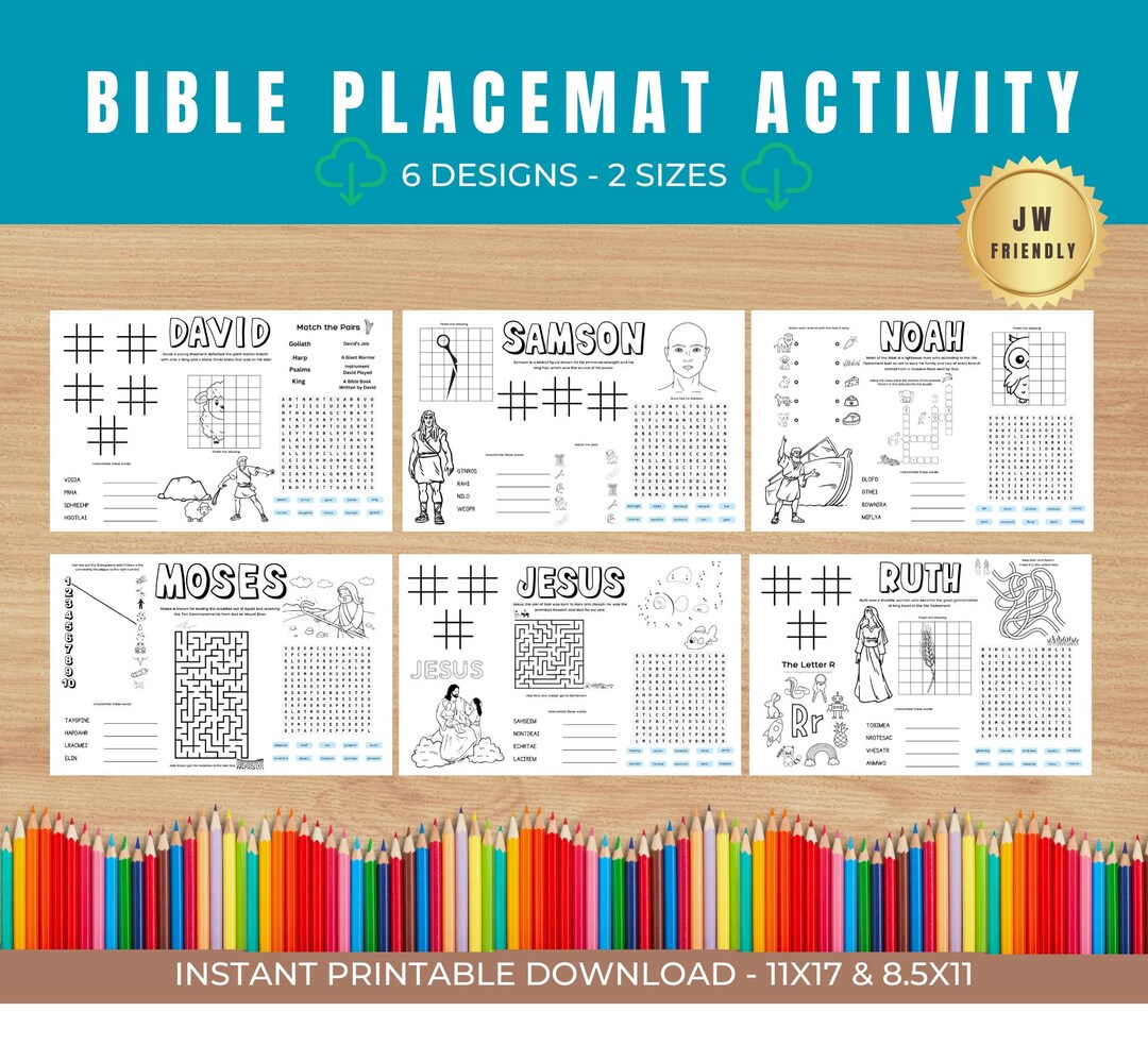 Bible Character Craft Bible Placemats JW Kids Craft Jesus Craft Moses ...