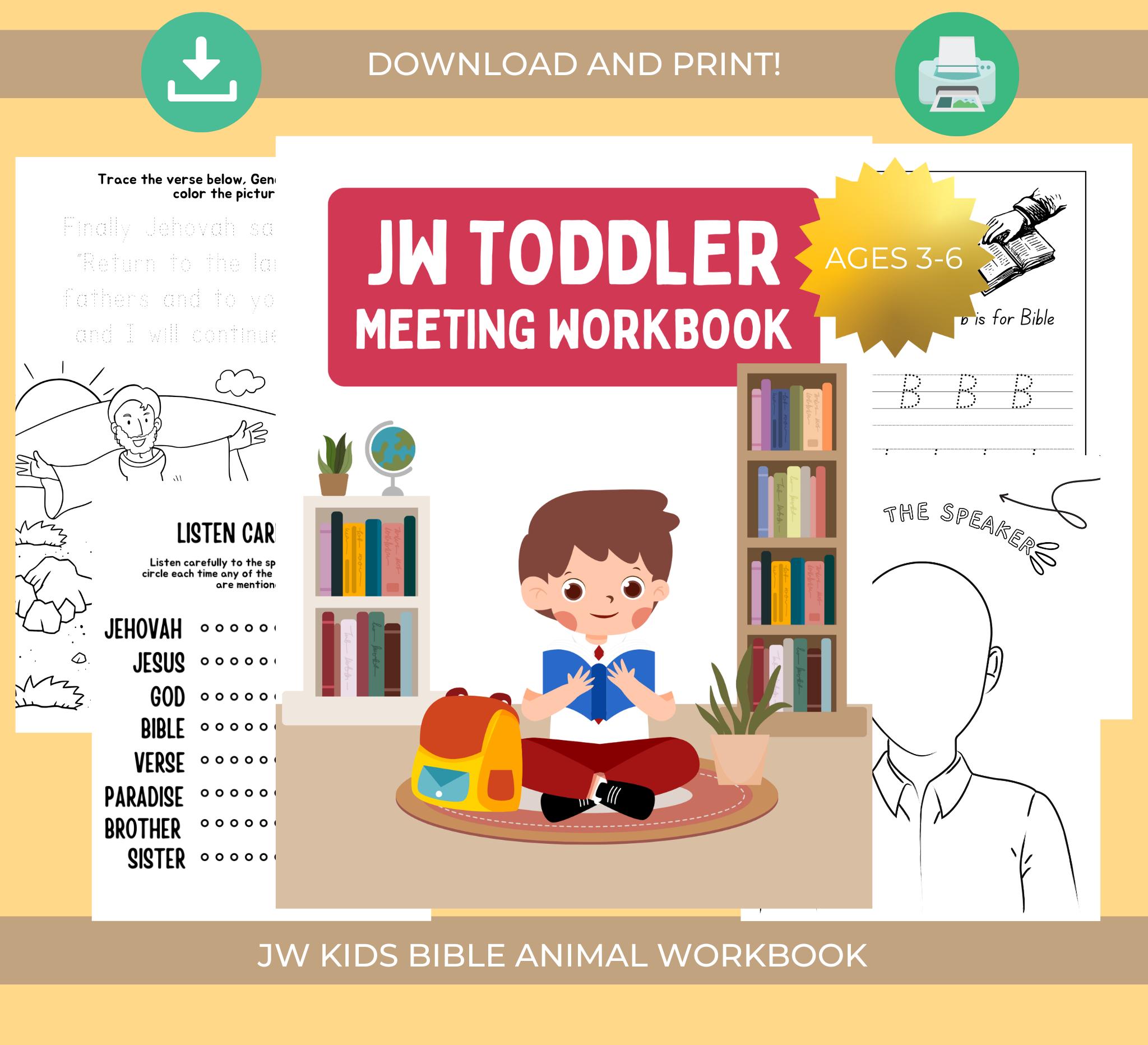 JW Toddler Meeting Workbook – Printable Quiet Time Activities for JW ...