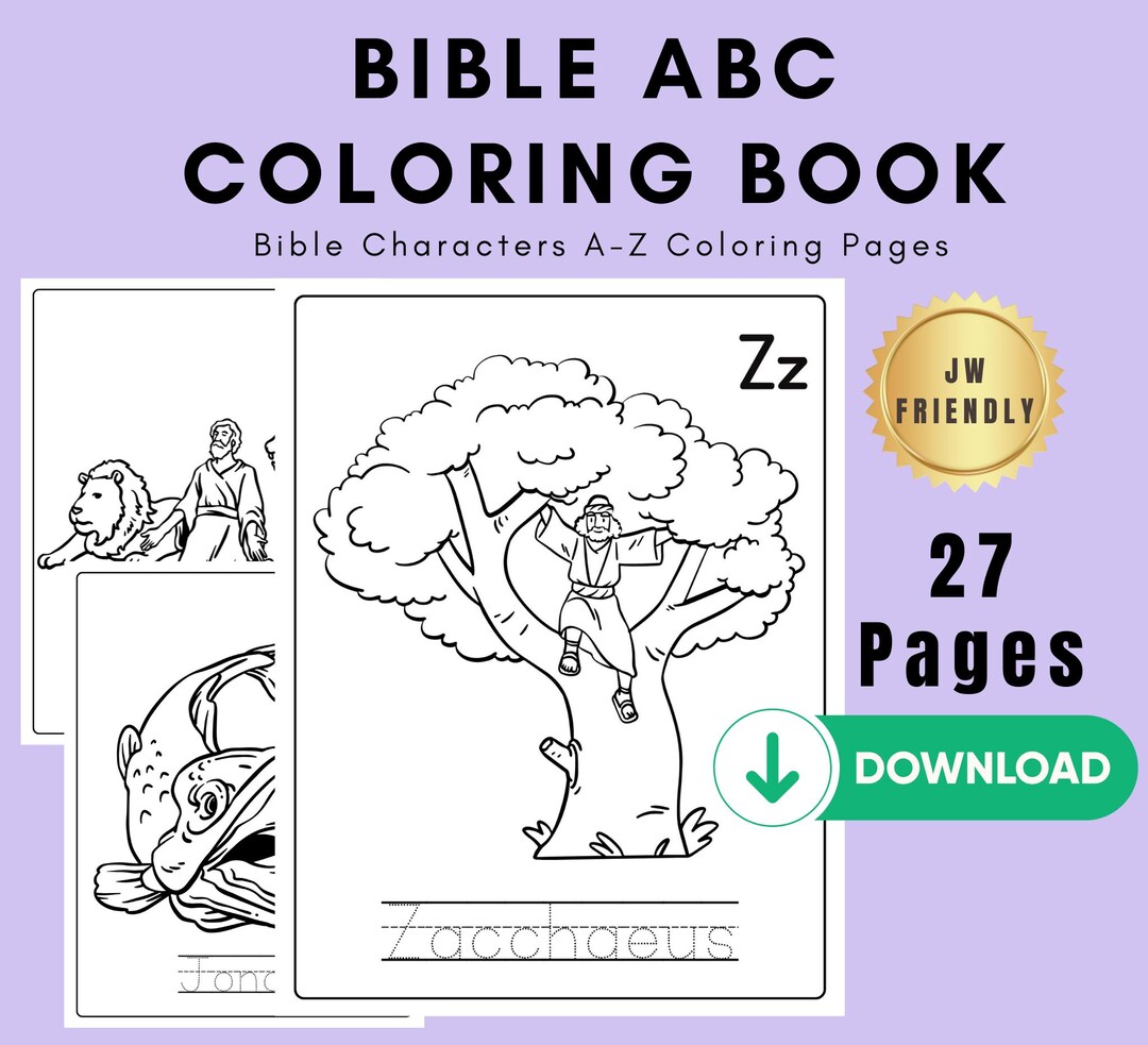 ABC Bible Characters Coloring Pages for JW Kids Gift for JW Kid Meeting ...