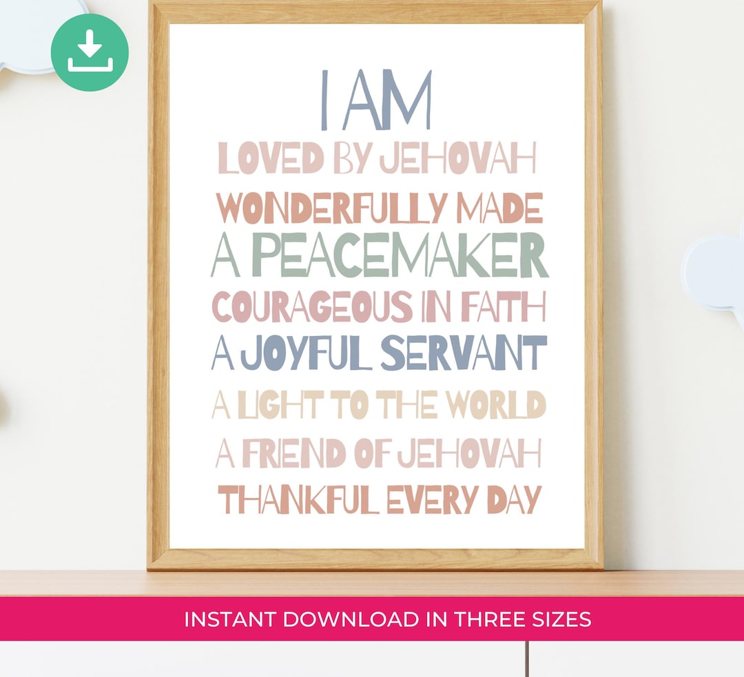Jw I AM Kids Biblical Wall Art Printable | Jehovah’s Witness Digital ...