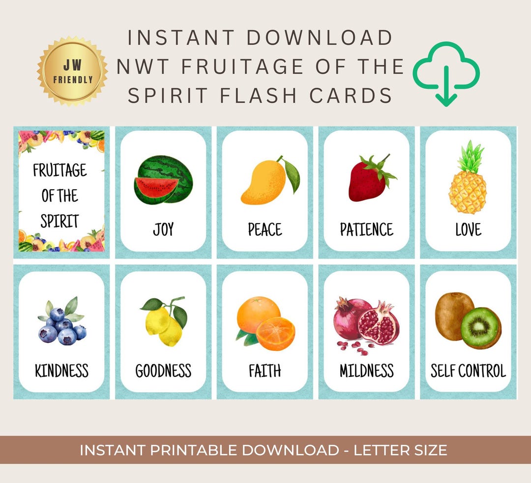 JW NWT Fruitage of the Spirit Flash Cards for Family Worship, Jw Kids ...