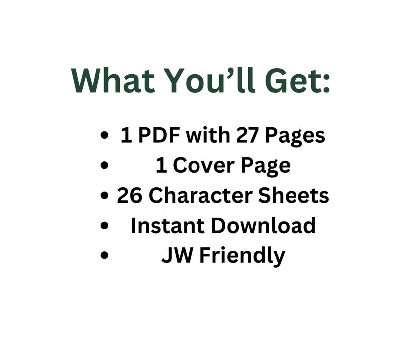 ABC Bible Characters Coloring Pages for JW Kids Gift for JW Kid Meeting ...