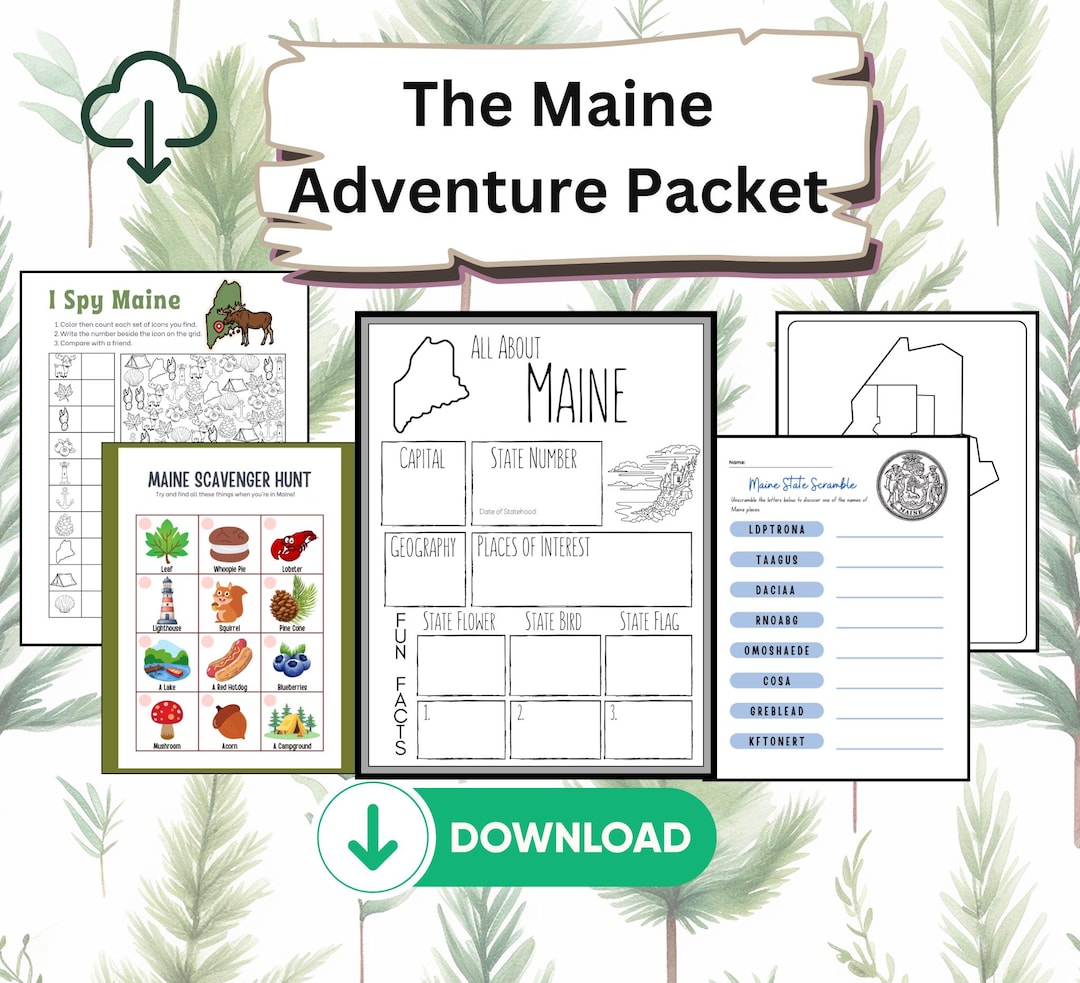 50 States Project | Maine Facts Activities Maine Coloring Page, U.S ...