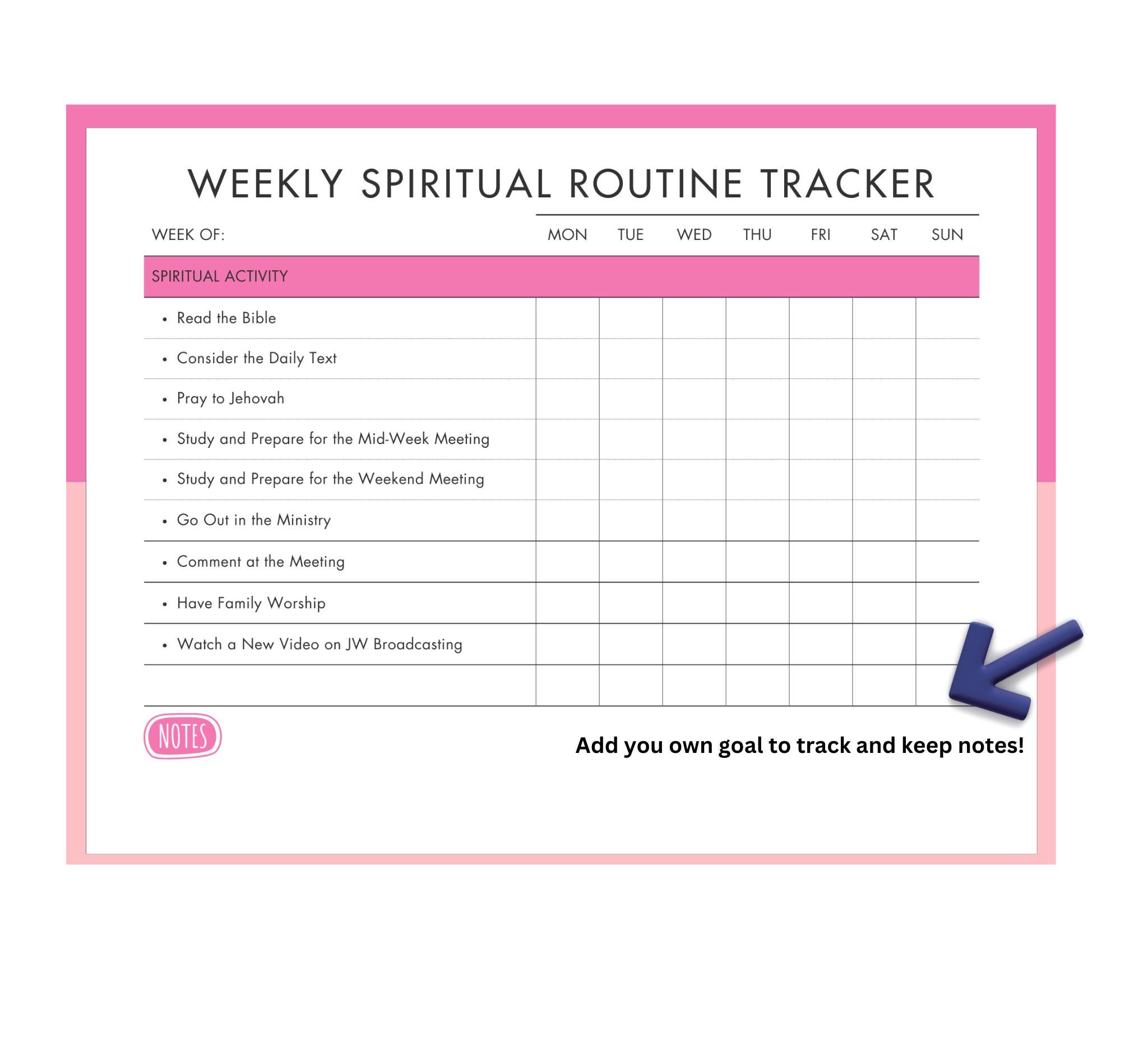 JW Weekly Spiritual Routine Tracker and Checklist for JW Kids JW Adults ...