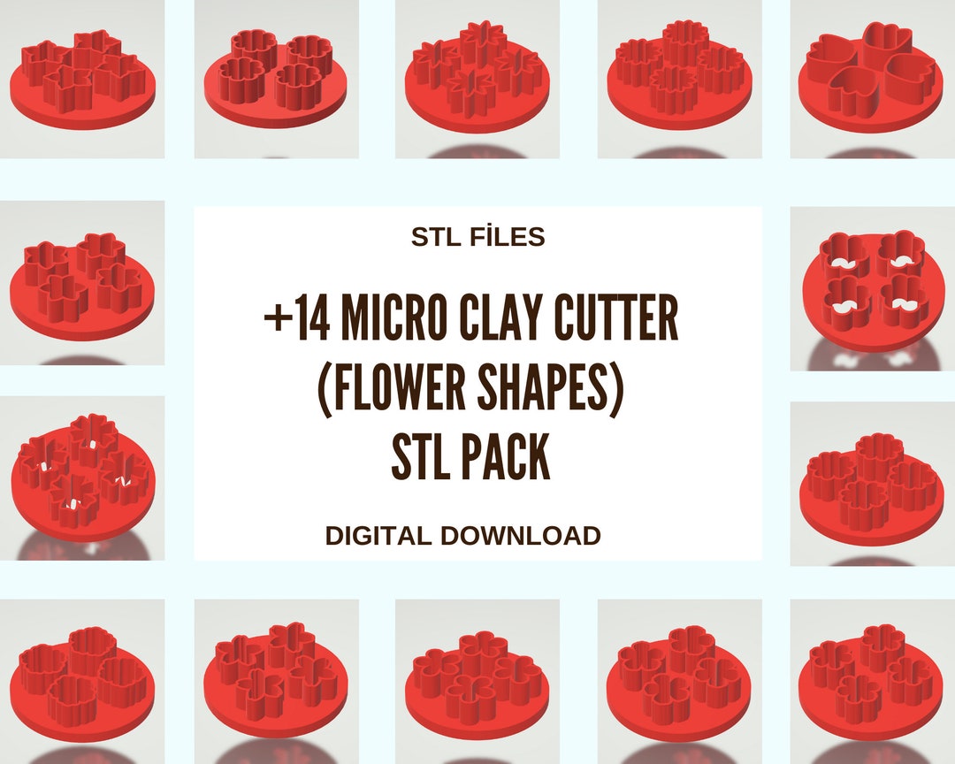 Micro Flowers Polymer Clay Cutter STL Pack - Clay Cutter Stl Files ...