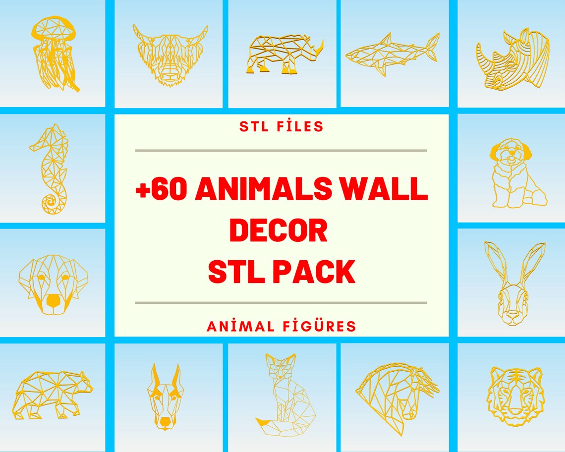 Animal Wall Decor for 3d Printing - Stl File, Stl Package, 3d Printing ...