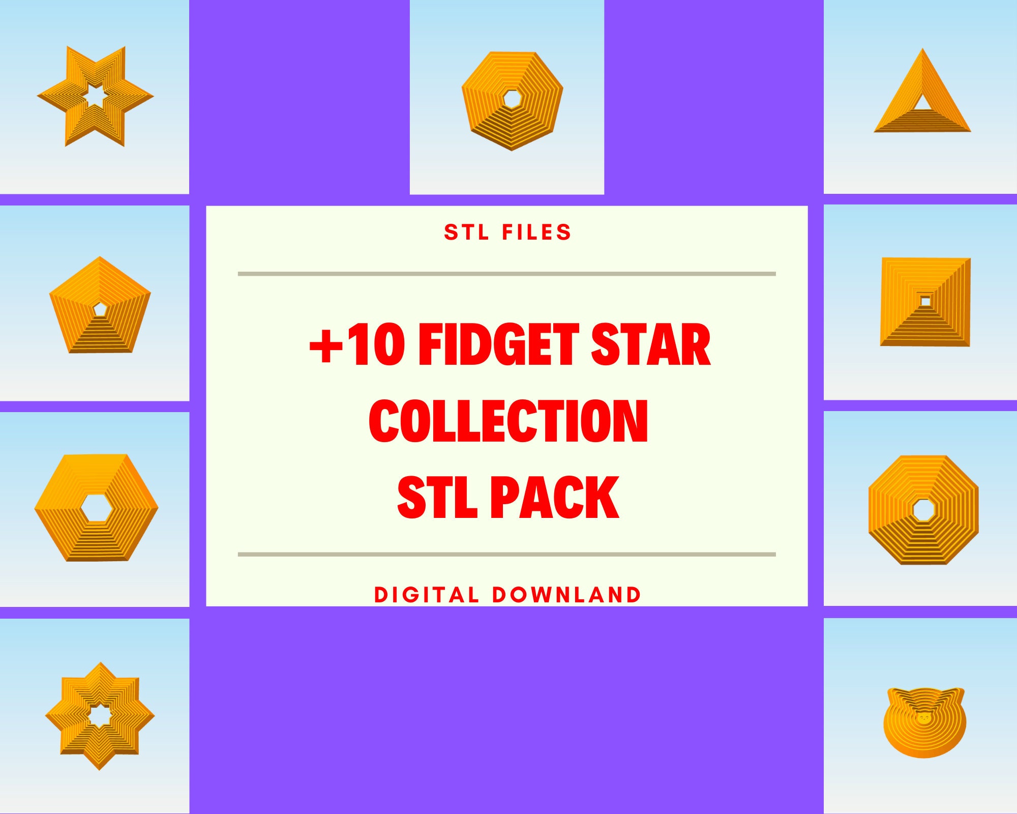 3d Fidget Star Models STL Pack Files 3d Toys, Stl Package, 3d Printing ...