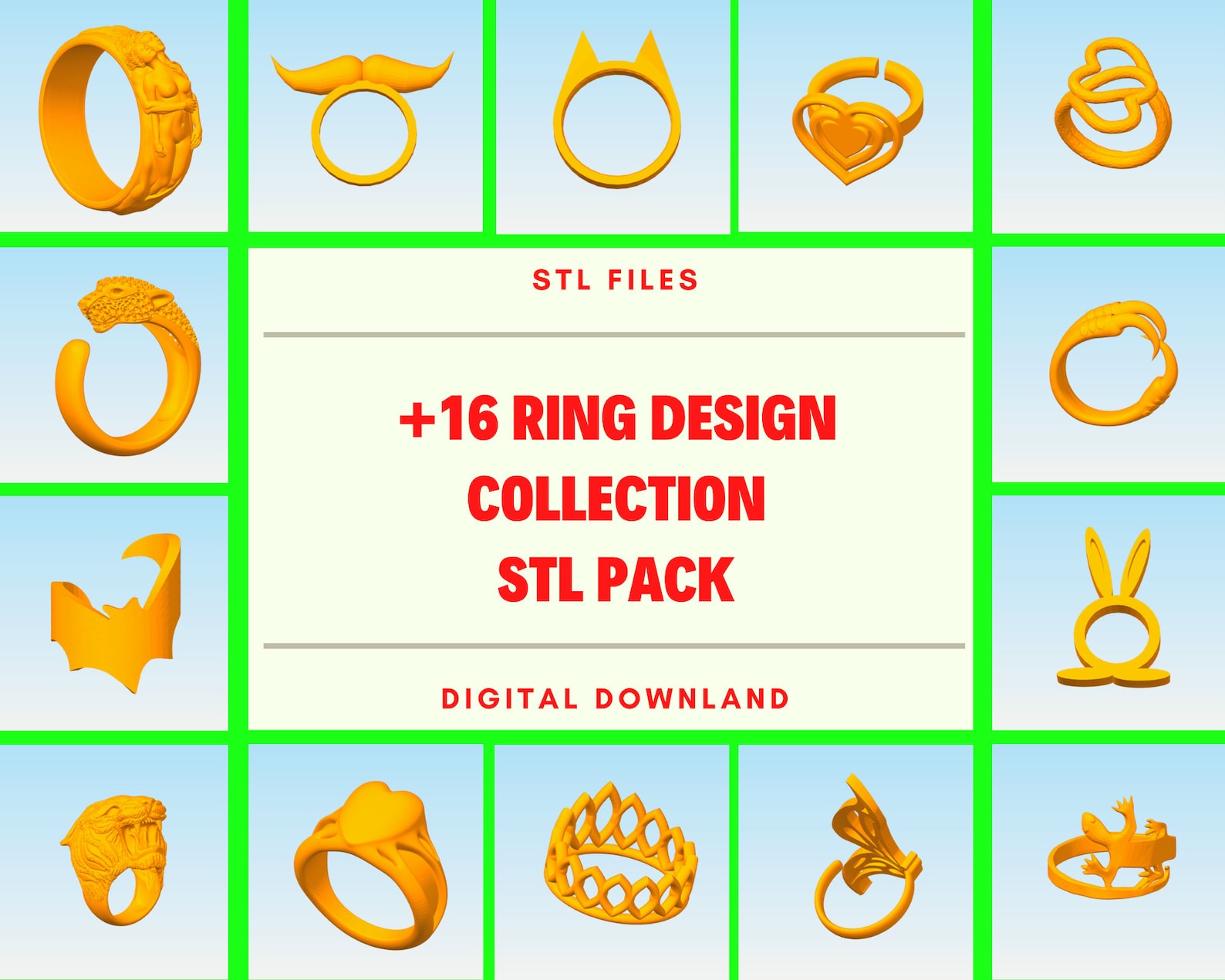 Ring Design Collection for 3d Printing Stl File, Stl Package, 3d ...