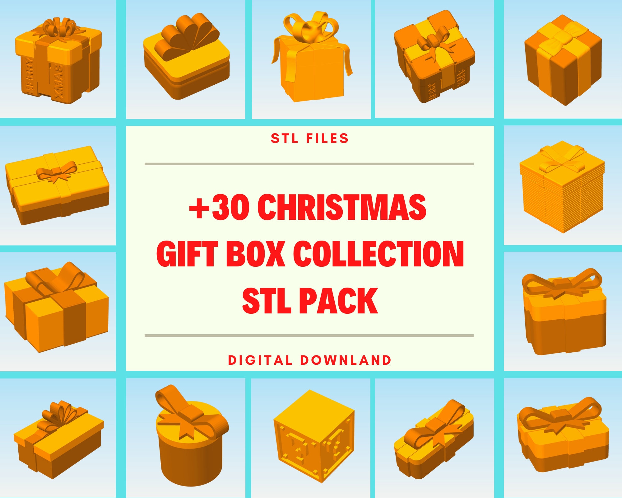 Christmas Gift Box Collection STL Pack, Mega Big Stl Package, for 3d ...