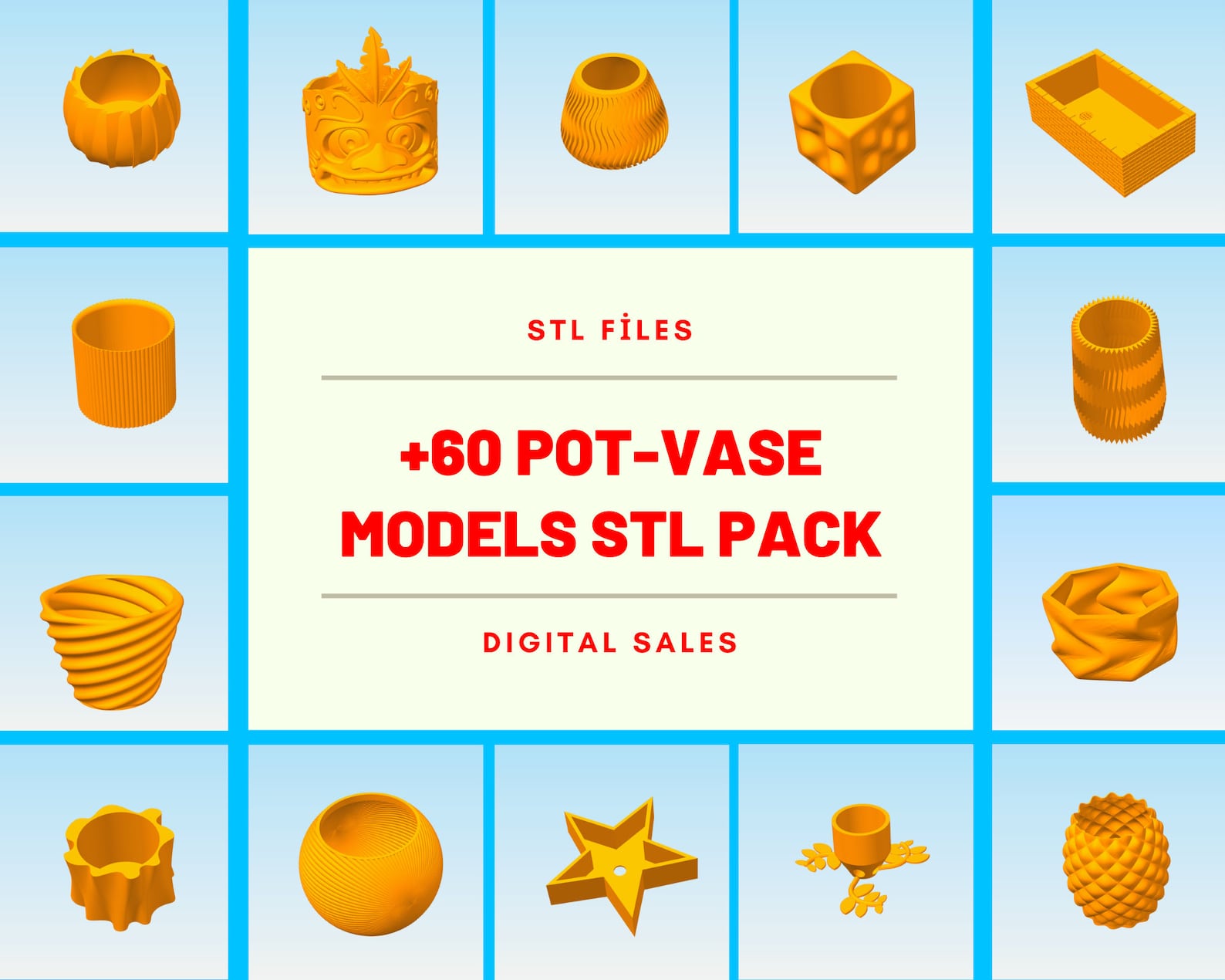 Flower Pot STL File - Planter Stl File, Vase Stl Package, 3d Printing ...