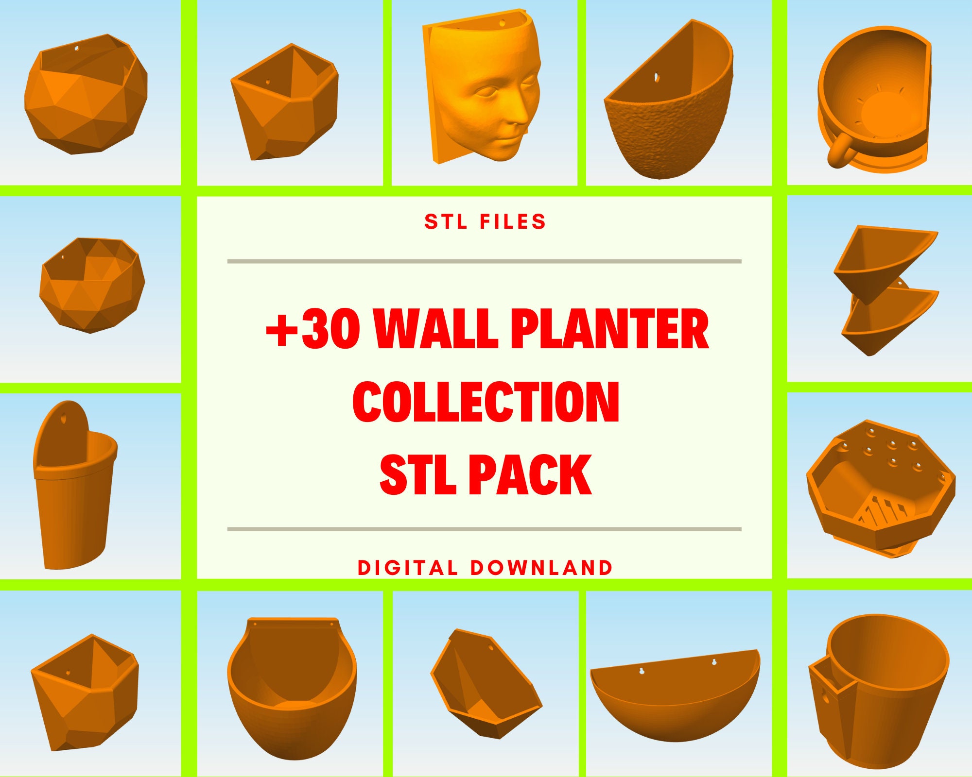 Wall Planter Collection for 3d Printing Stl File Stl - Etsy