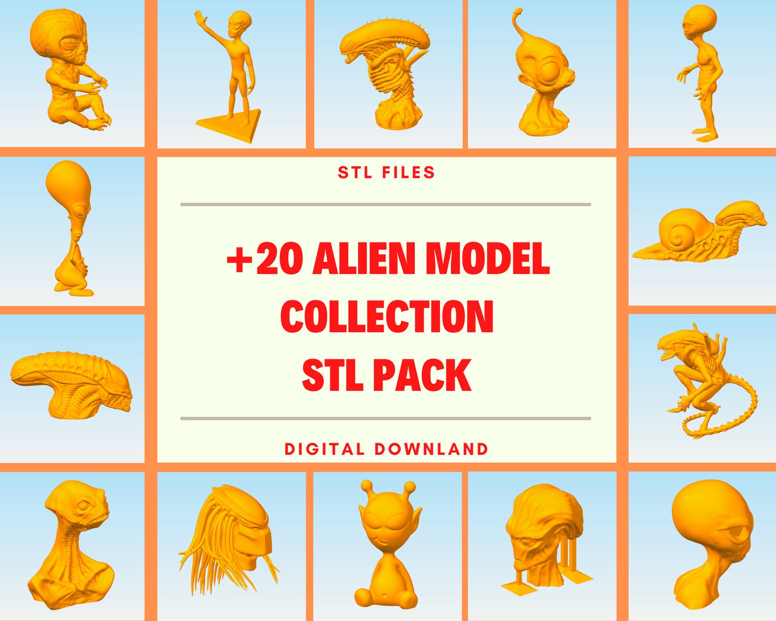 3d Alien Model STL Pack Files Stl File, Stl Package, 3d Printing, 3d ...
