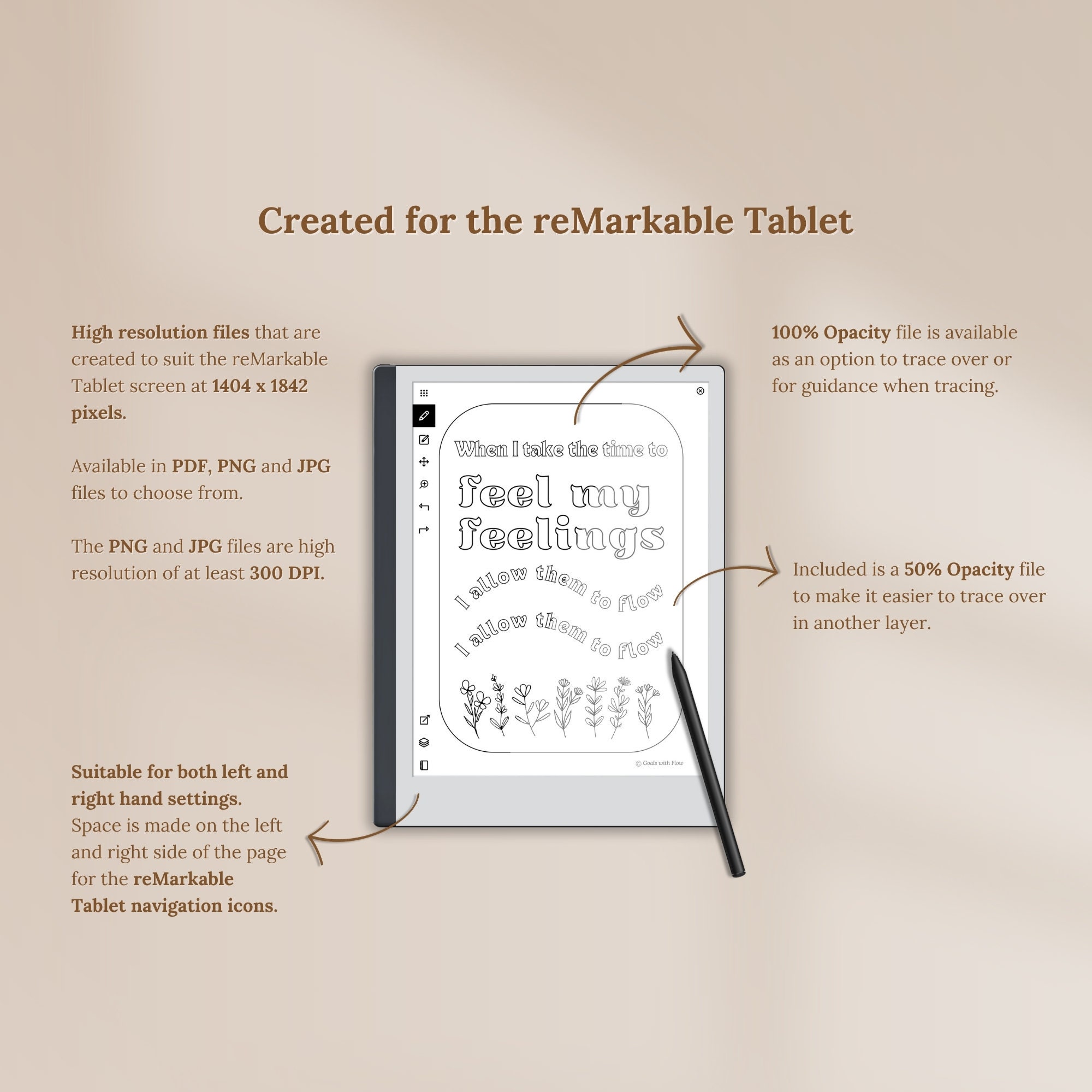 Remarkable 2 Templates Mindful Tracing Page, Flowers Coloring, Simple ...