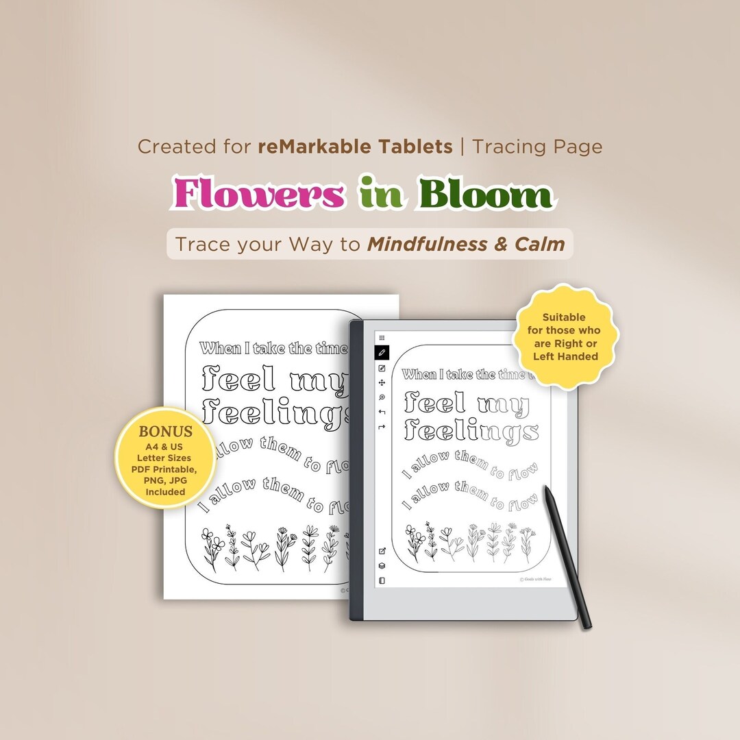 Remarkable 2 Templates Mindful Tracing Page, Flowers Coloring, Simple ...
