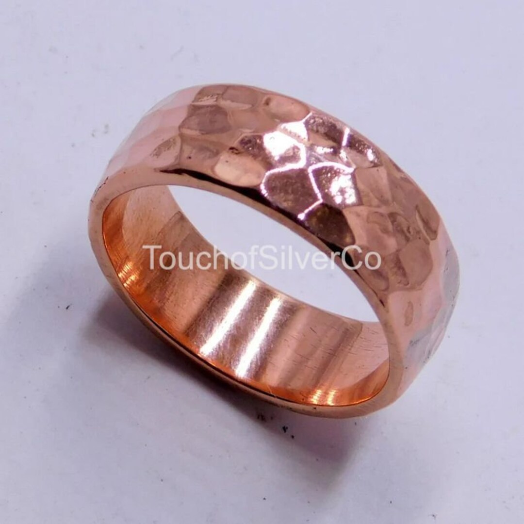 Beautiful Hammered Copper Band Ring Pure Copper Ring Hammered Ring Men ...