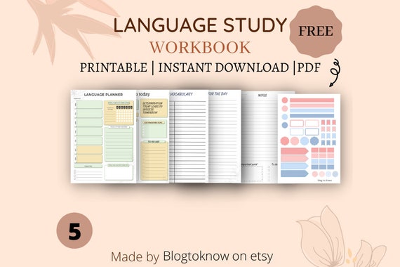 Language Study Planner Printable Language Learning | Etsy