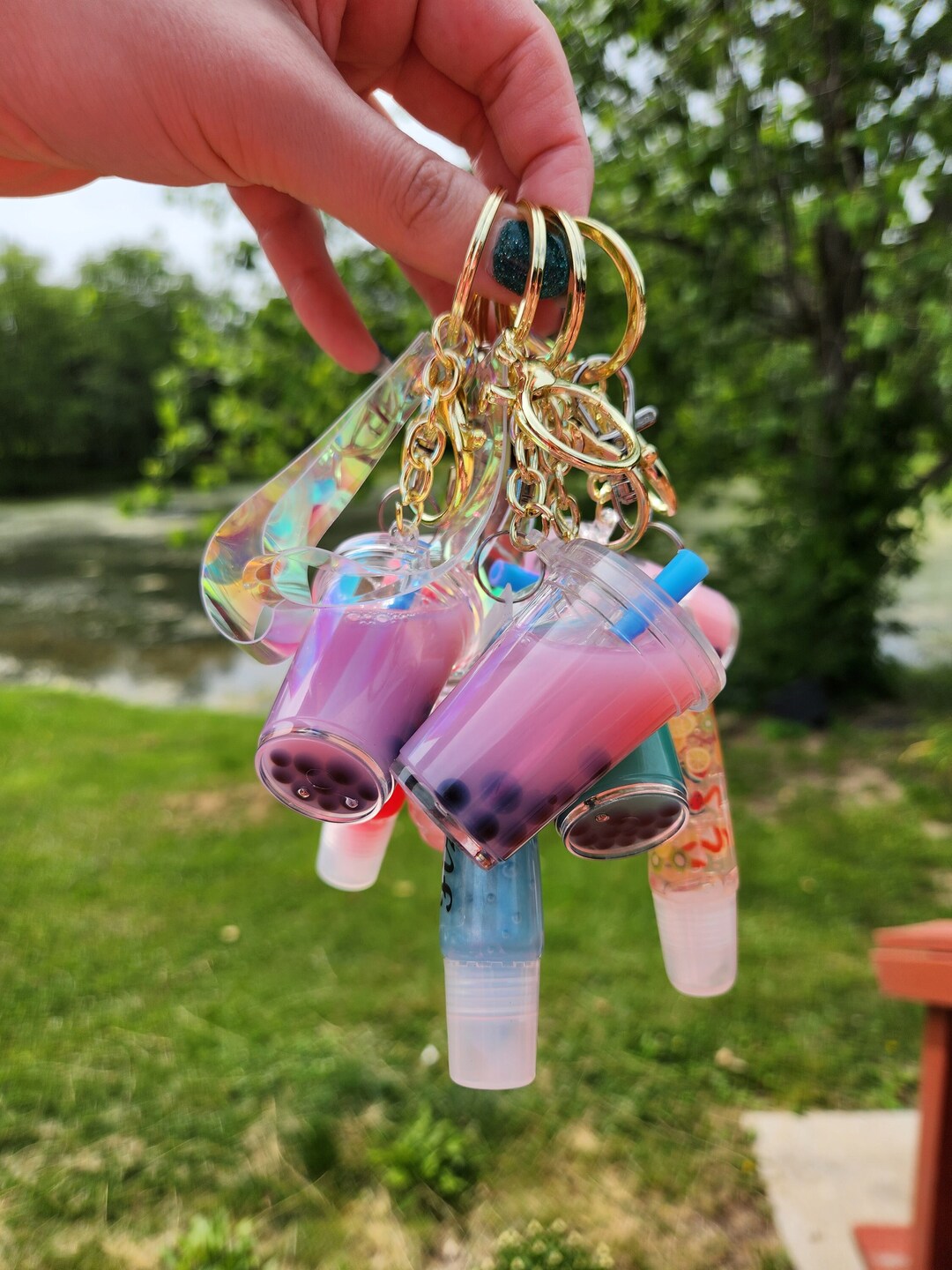 Boba and Lip Gloss Keychain - Etsy