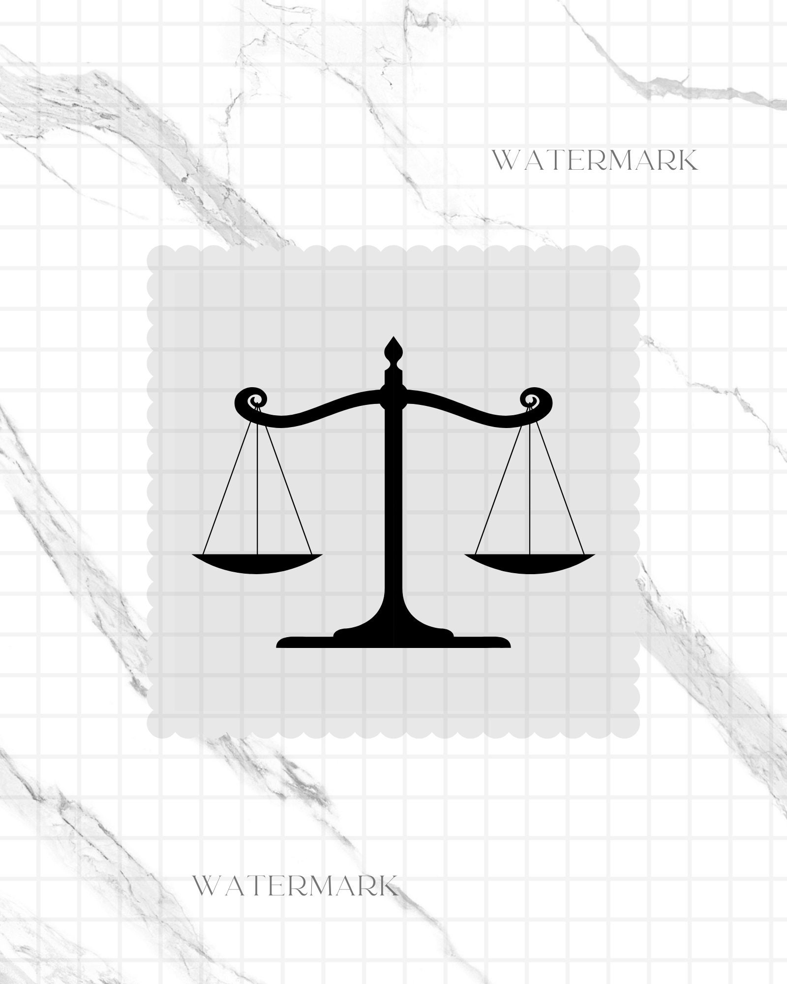 White Marble Scales of Justice Minimalist Lawyer/law Student Digital ...