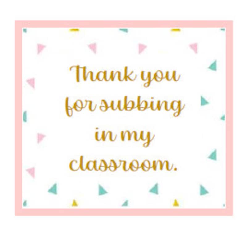 Thank You Note for Substitute Teacher - Etsy