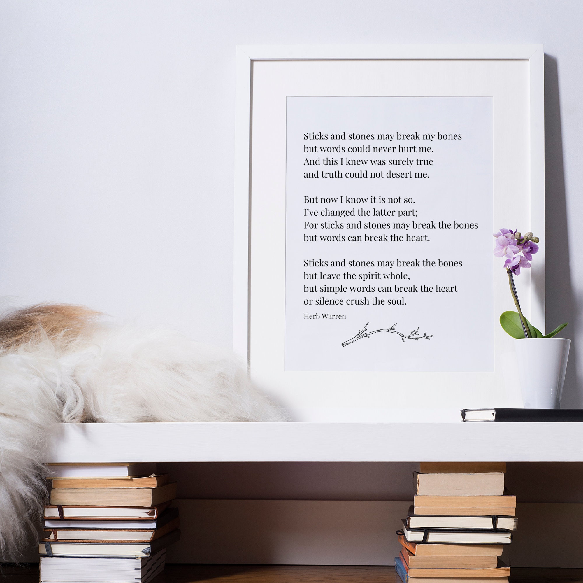 Sticks and Stones Poem | Poem Wall Art | Digital Download | 5x7 8x10 ...