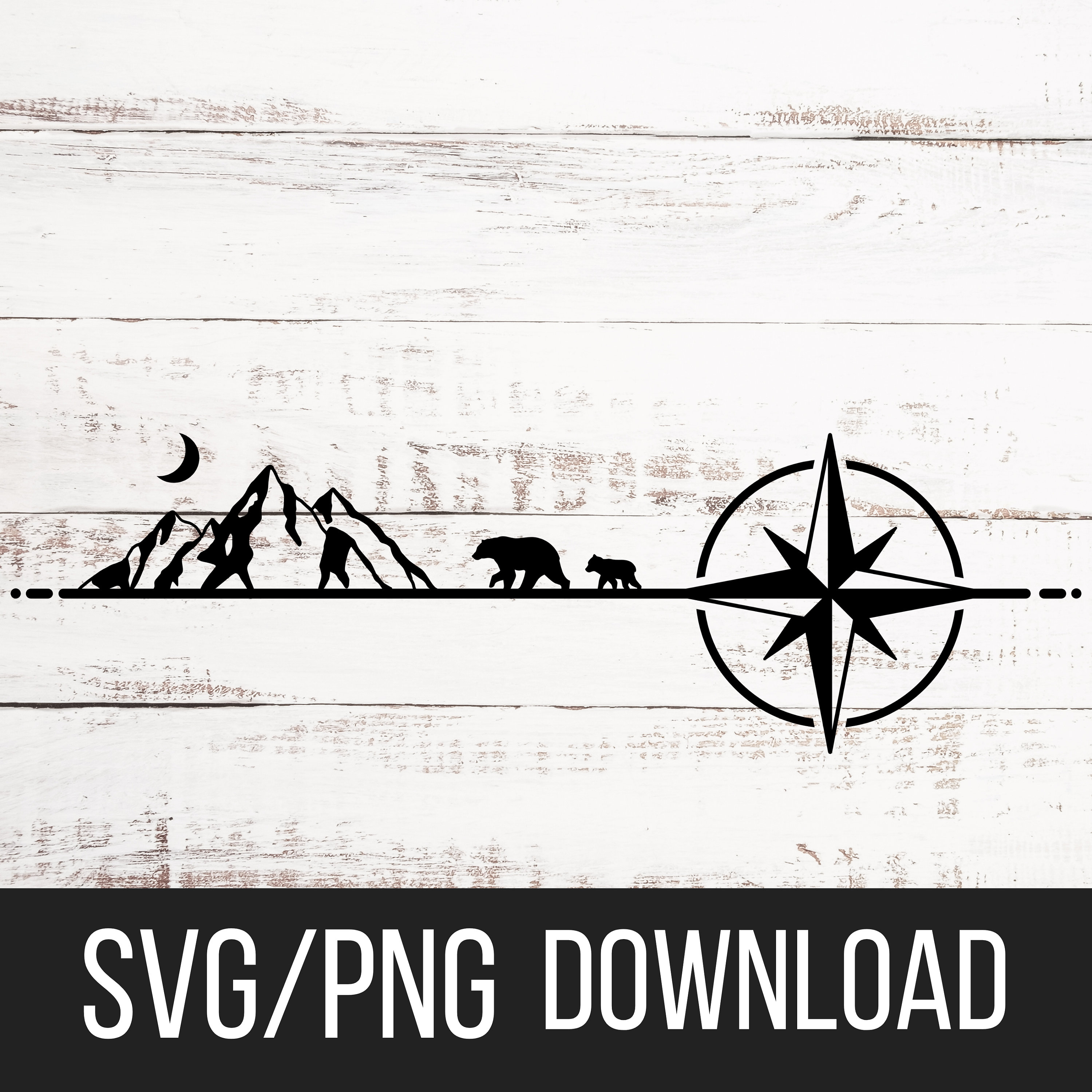 Bear and Compass Scenic SVG, PNG File, Bears, Compass Mountains - Etsy