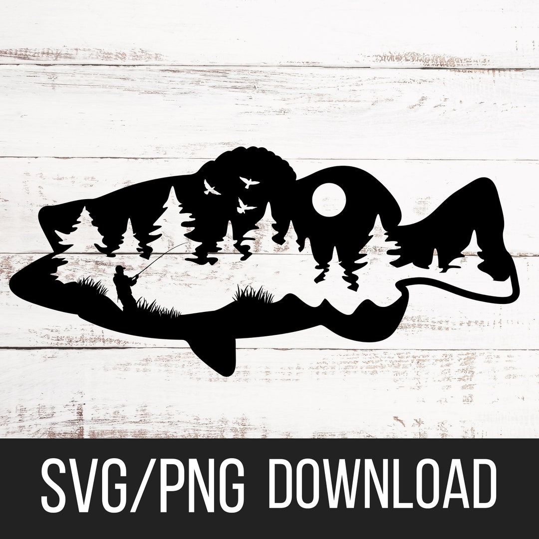 Bass Fishing Scene SVG, PNG Files - Digital Files Cricut, - Etsy