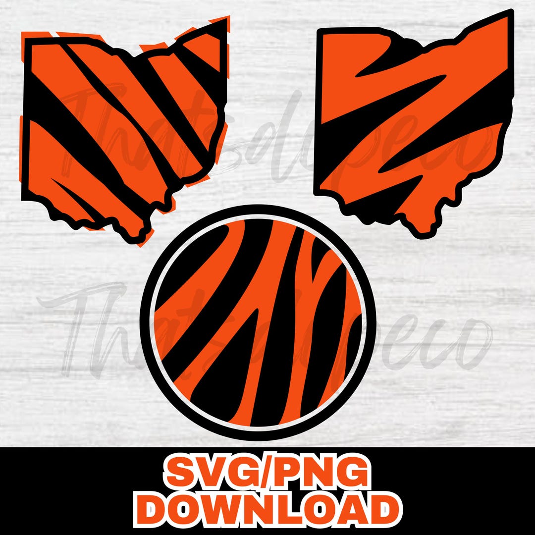 3 Ohio Tiger Stripes, Bengals SVG and PNG Files Great for Sublimation ...