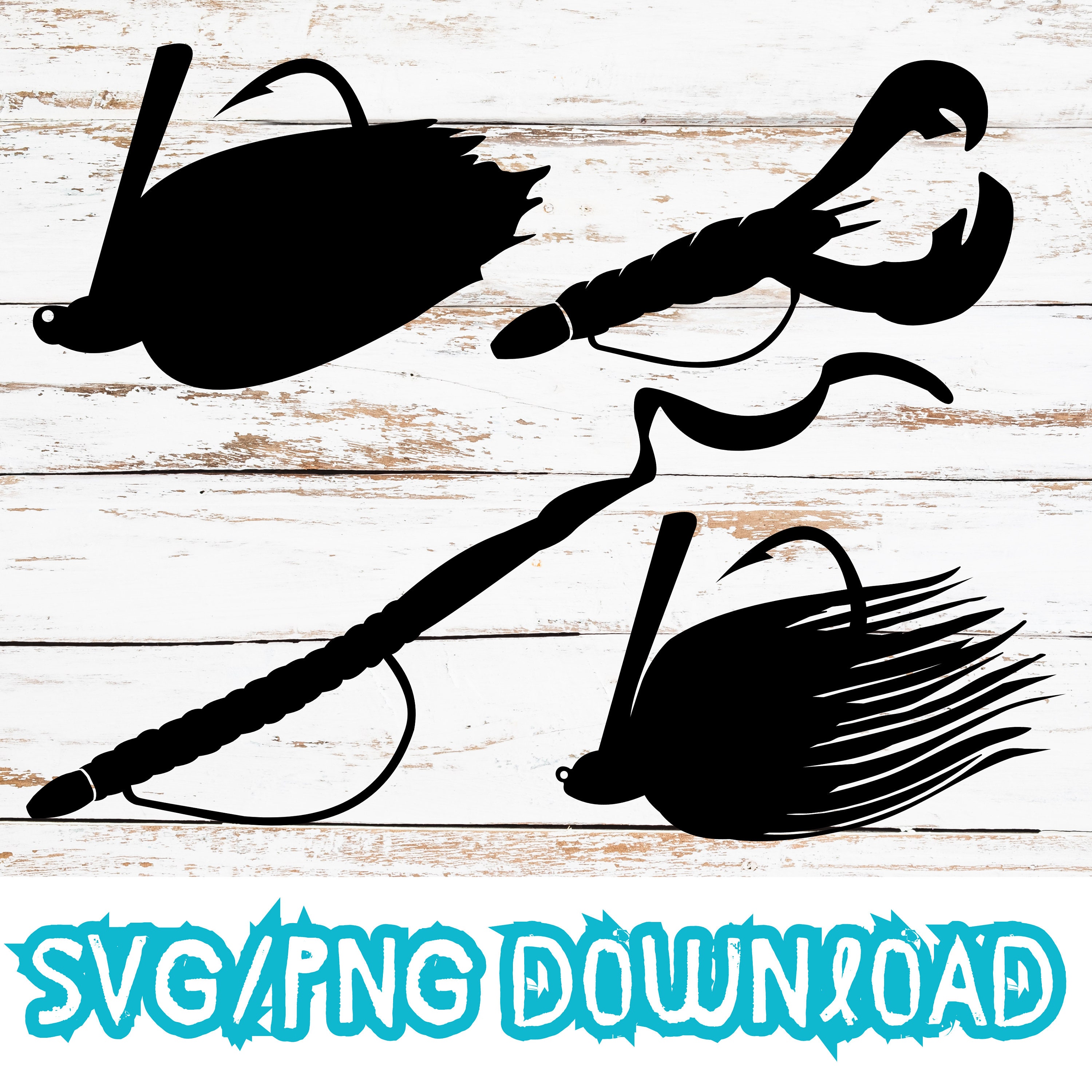 Fishing Lures SVG - PNG, Vector Cricut, Decals, Jigs, Texas Rig ...