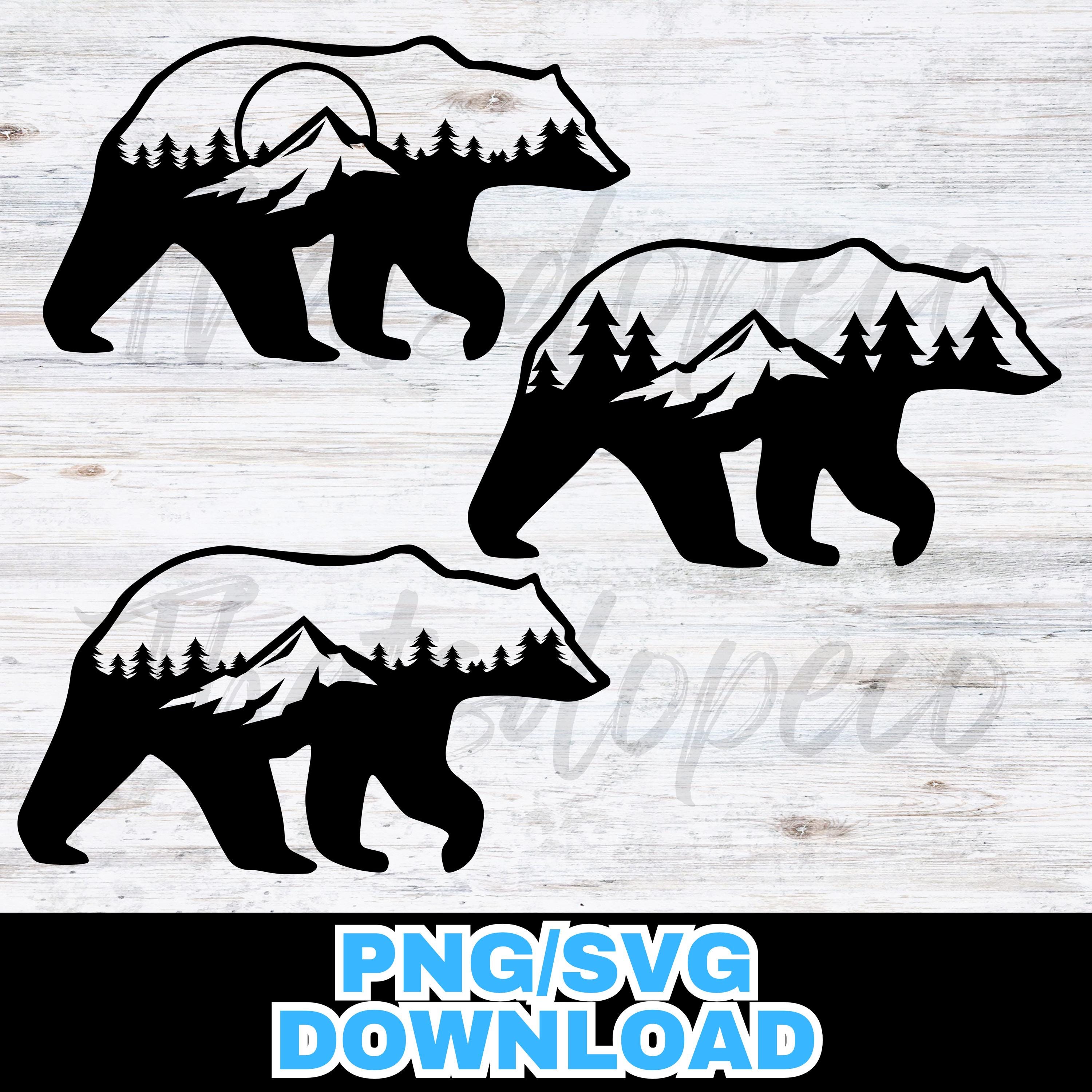 Bear Mountain and Trees SVG, PNG File, Camping SVG, Outdoor Svg Cricut ...