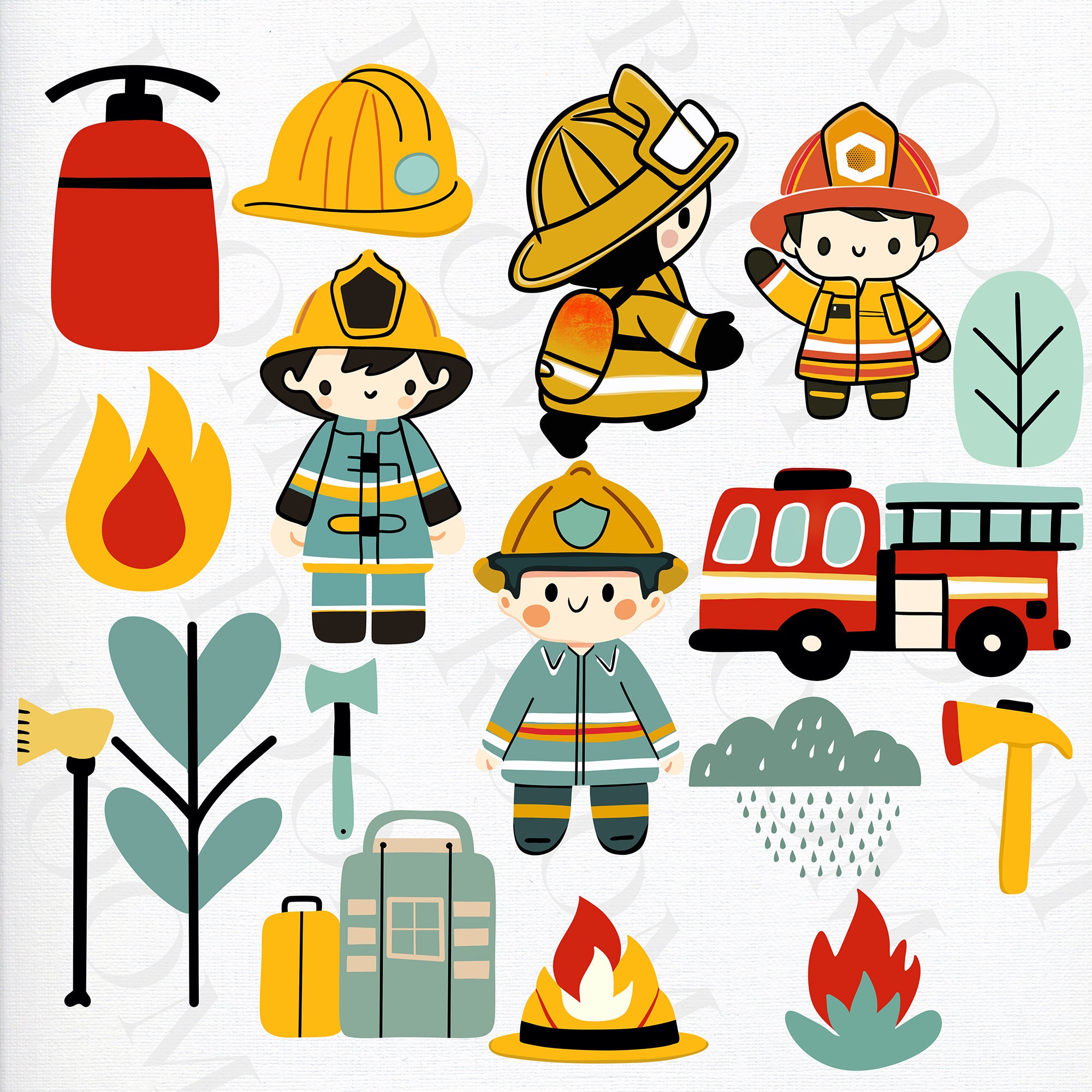 Fireman Clipart | Firefighter, Helmet, Hose, Extinguisher, Hydrant ...