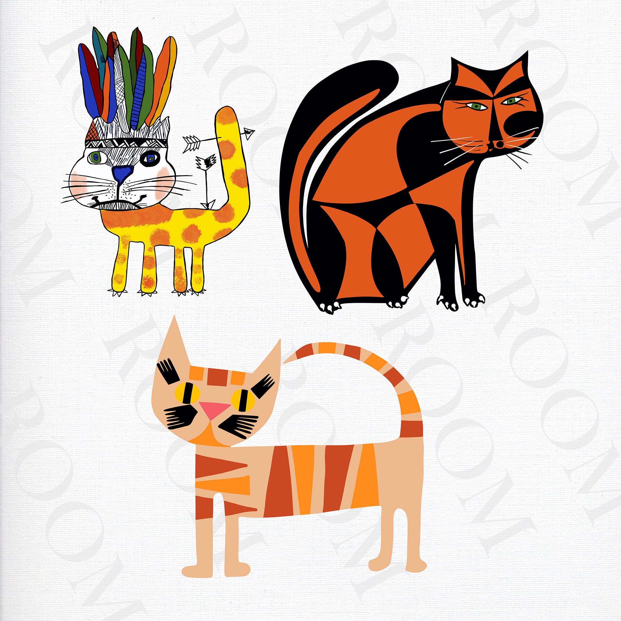 Cute Cat Clipart Set Kawaii Cats Clipart Cats PNG Instant Download ...