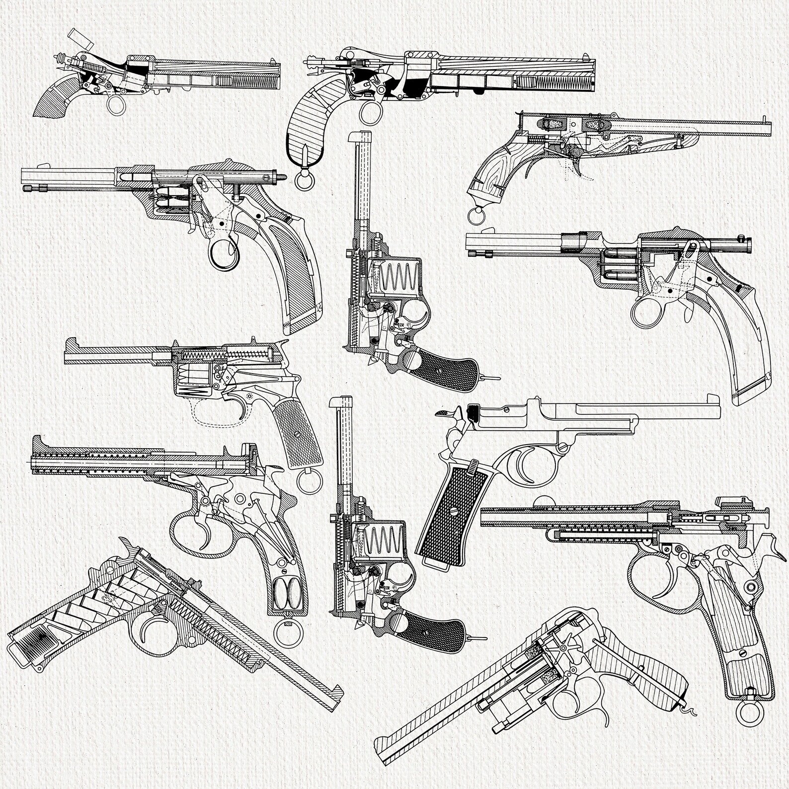 13 Vintage Fire-arms Clipart, Vintage Guns PNG Clipart, Illustrations ...