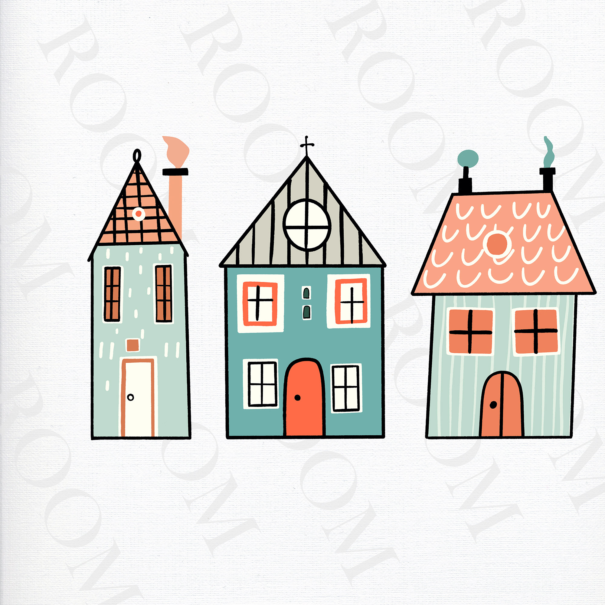Houses Clipart, 15 Hand Drawn Digital Images, Png, House, Home, High ...