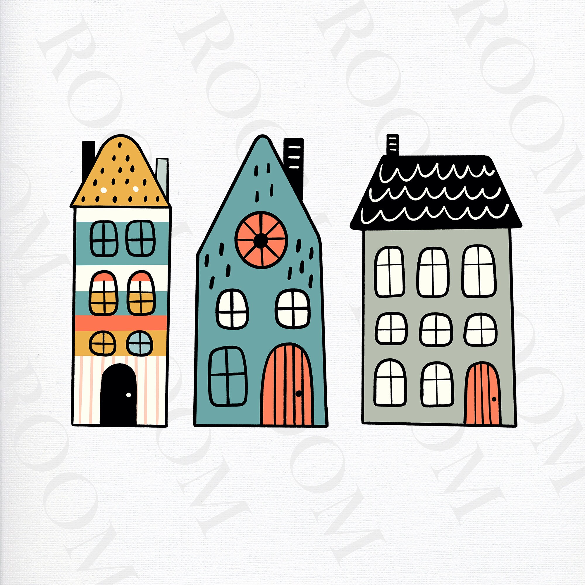 Houses Clipart, 15 Hand Drawn Digital Images, Png, House, Home, High ...