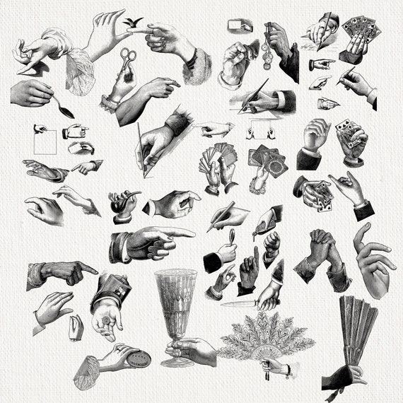 17 PNG Collages I Vintage Victorian Hand 1880s Antique Hands | Etsy