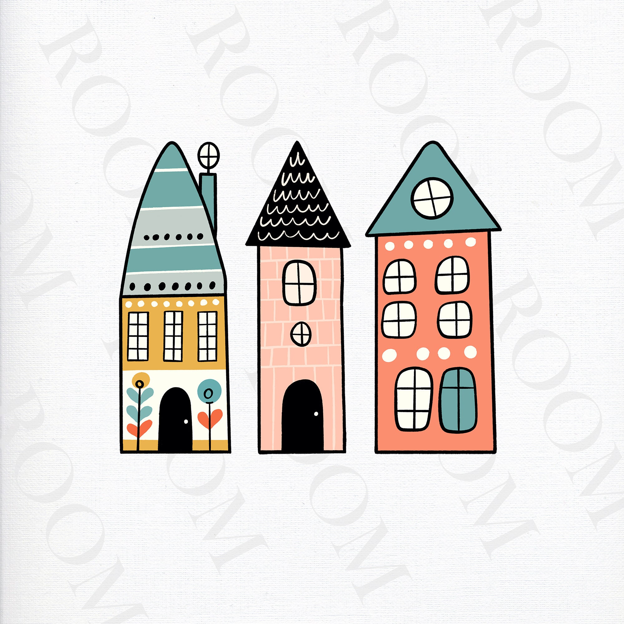 Houses Clipart, 15 Hand Drawn Digital Images, Png, House, Home, High ...