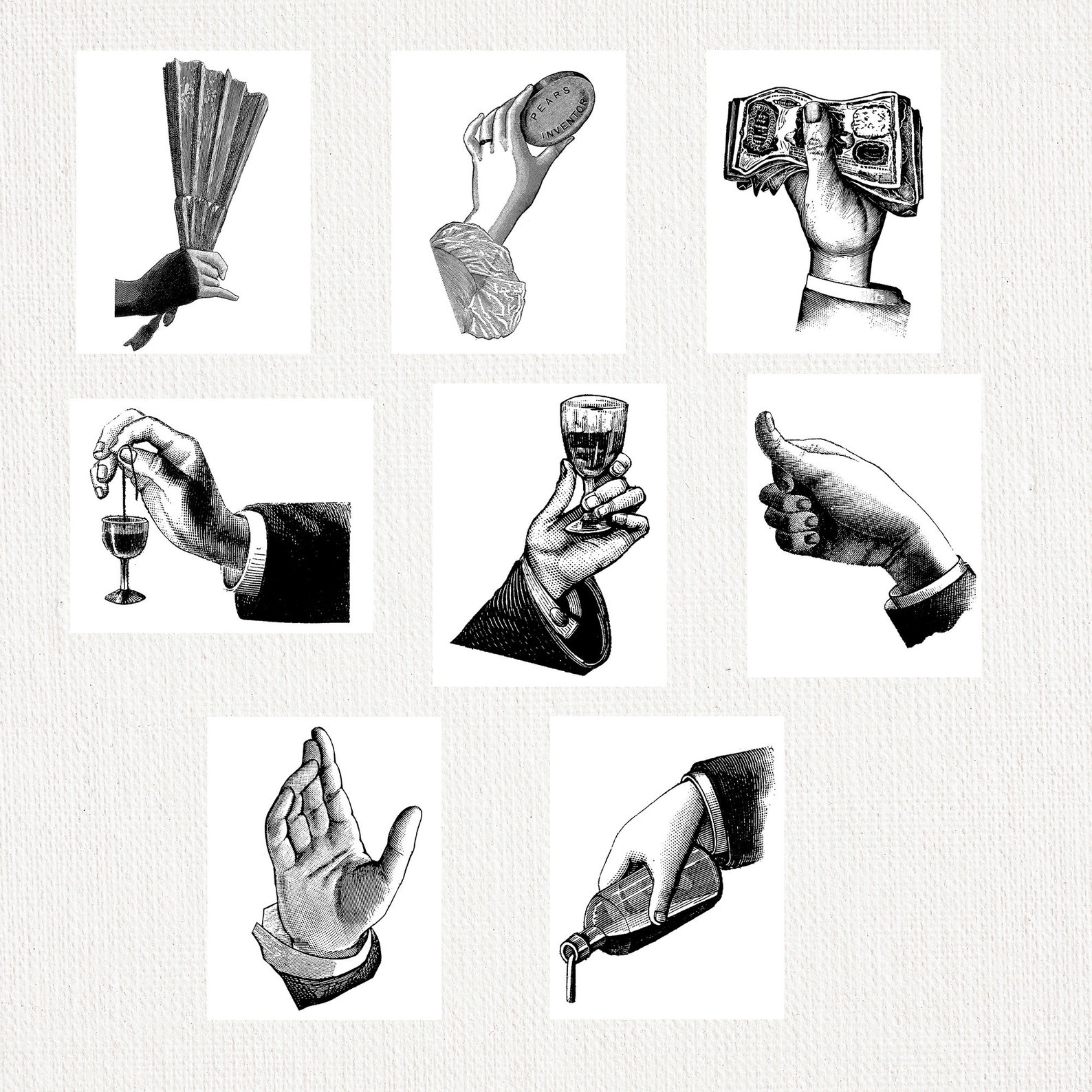 19 PNG Images I Vintage Victorian Hand 1880s Antique Hands Clipart ...