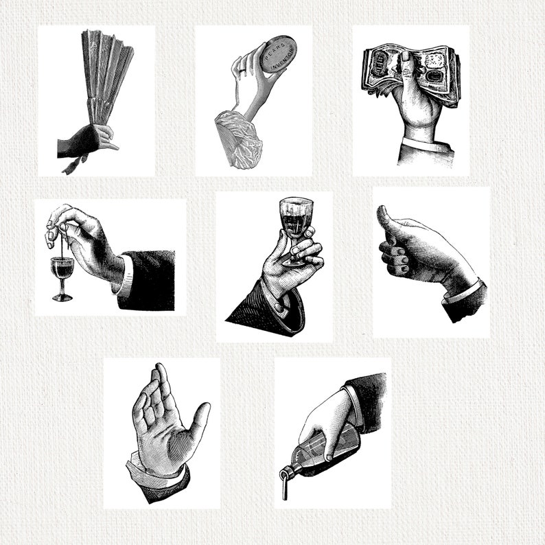 19 PNG Images I Vintage Victorian Hand 1880s Antique Hands Clipart ...